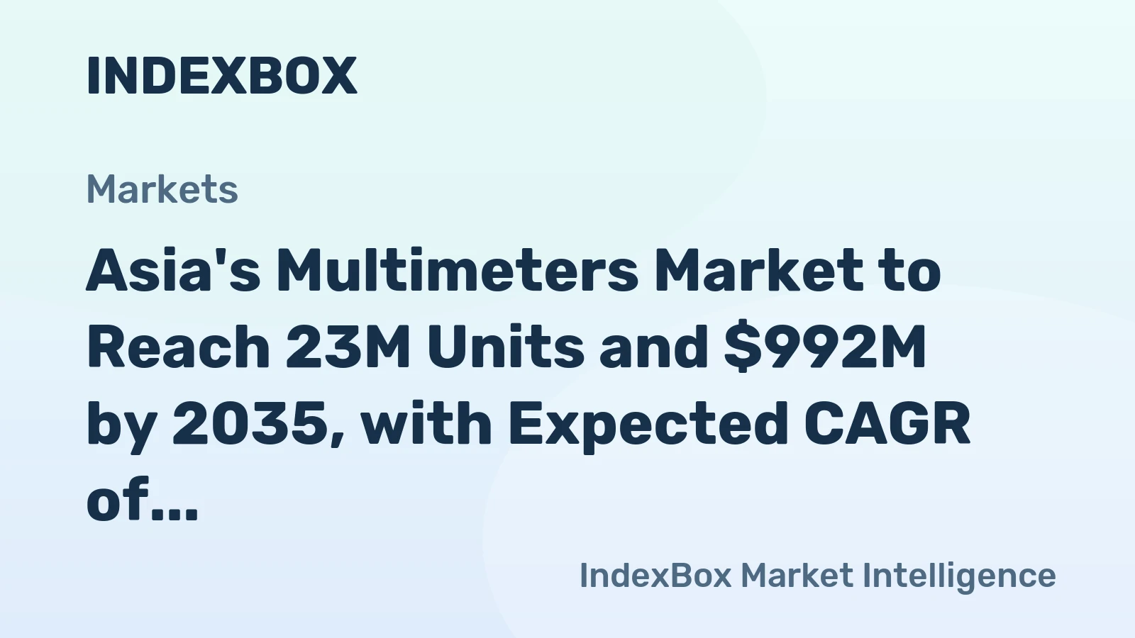 Asia's Multimeters Market to Reach 23M Units and $992M by 2035, with Expected CAGR of +1.9% and +2.3%
