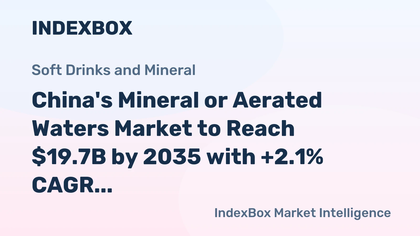 China's Mineral or Aerated Waters Market to Reach $19.7B by 2035 with +2.1% CAGR