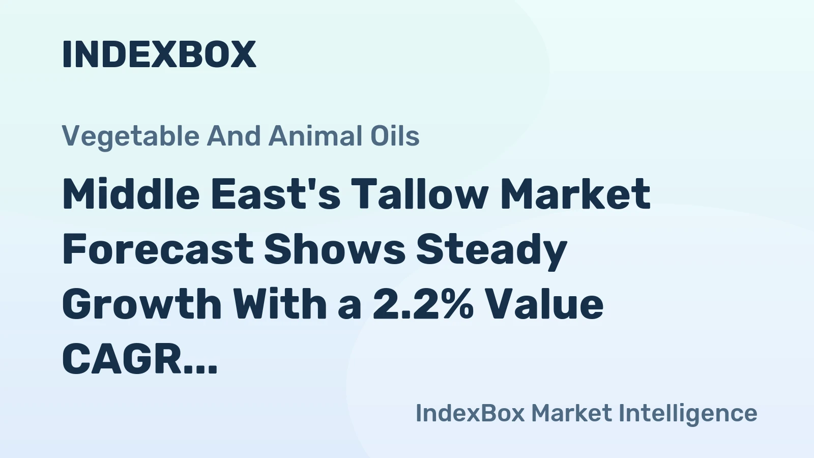 Middle East's Tallow Market Forecast Shows Steady Growth With a 2.2% Value CAGR