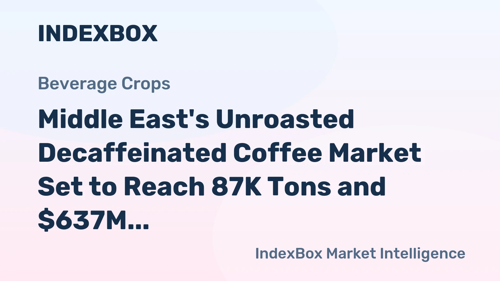 Middle East's Unroasted Decaffeinated Coffee Market Set to Reach 87K Tons and $637M