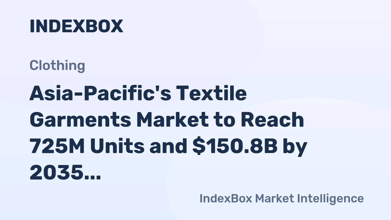 Asia-Pacific's Textile Garments Market to Reach 725M Units and $150.8B by 2035