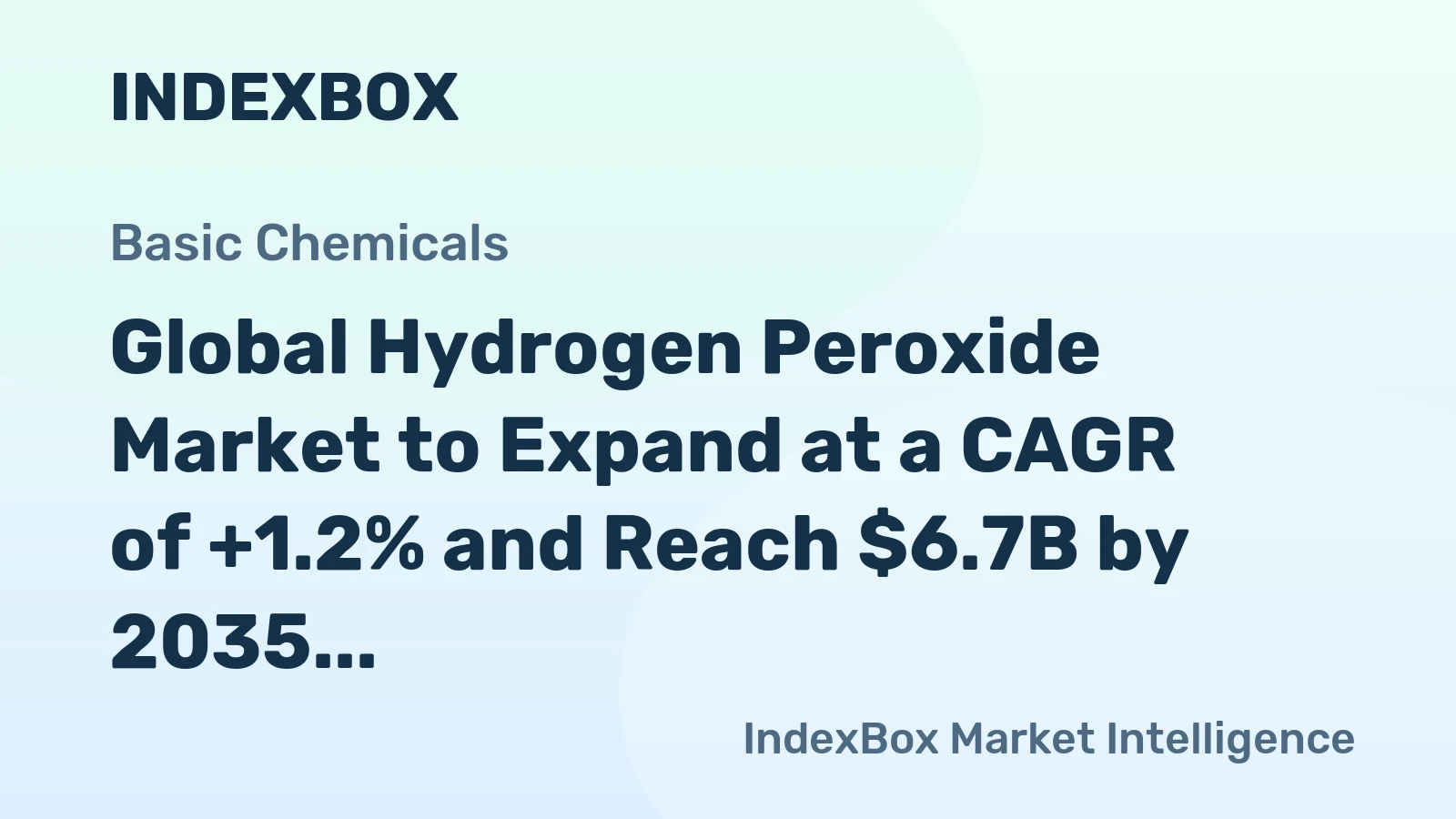 Global Hydrogen Peroxide Market to Expand at a CAGR of +1.2% and Reach $6.7B by 2035