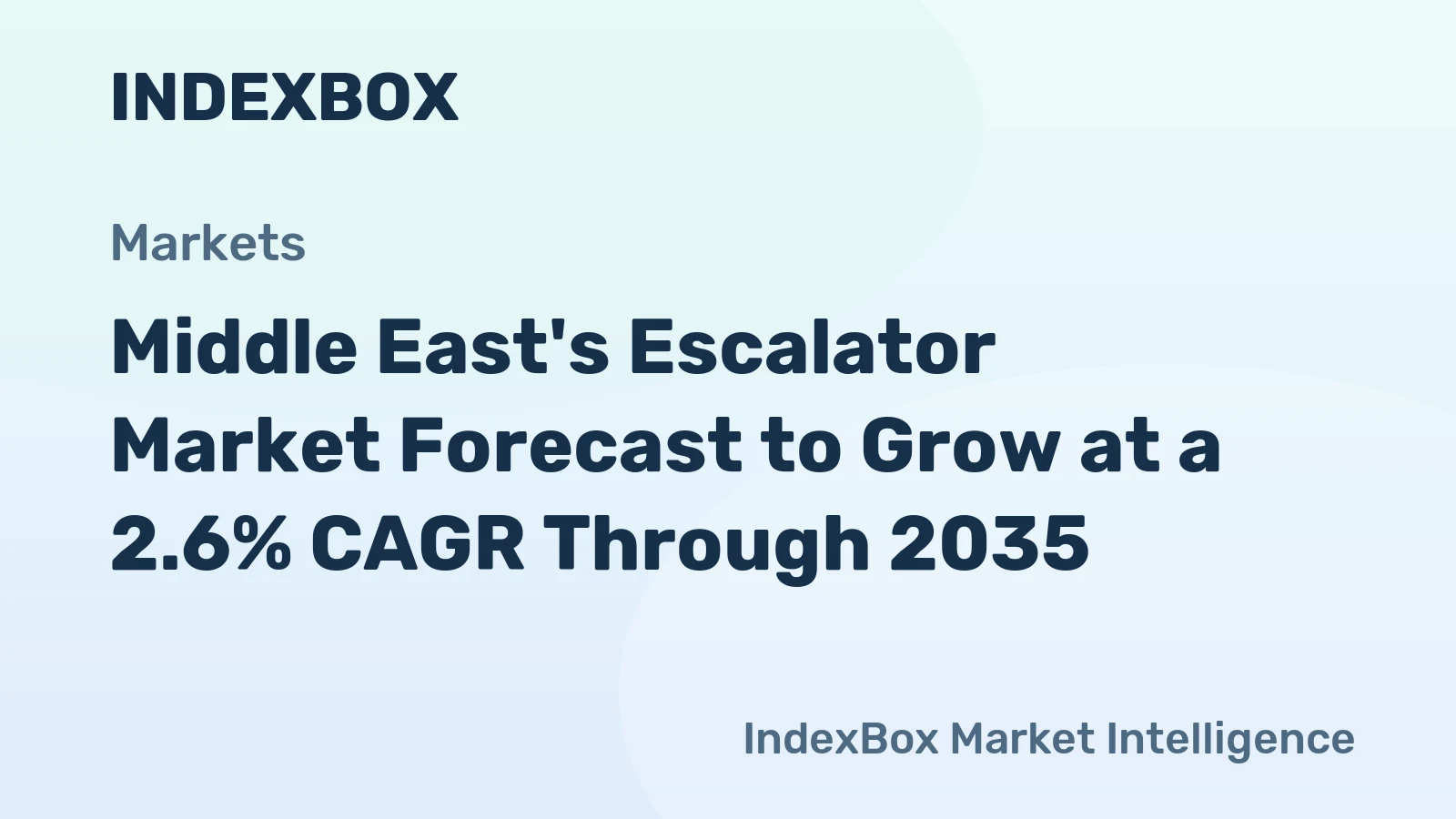 Middle East's Escalator Market Forecast to Grow at a 2.6% CAGR Through 2035