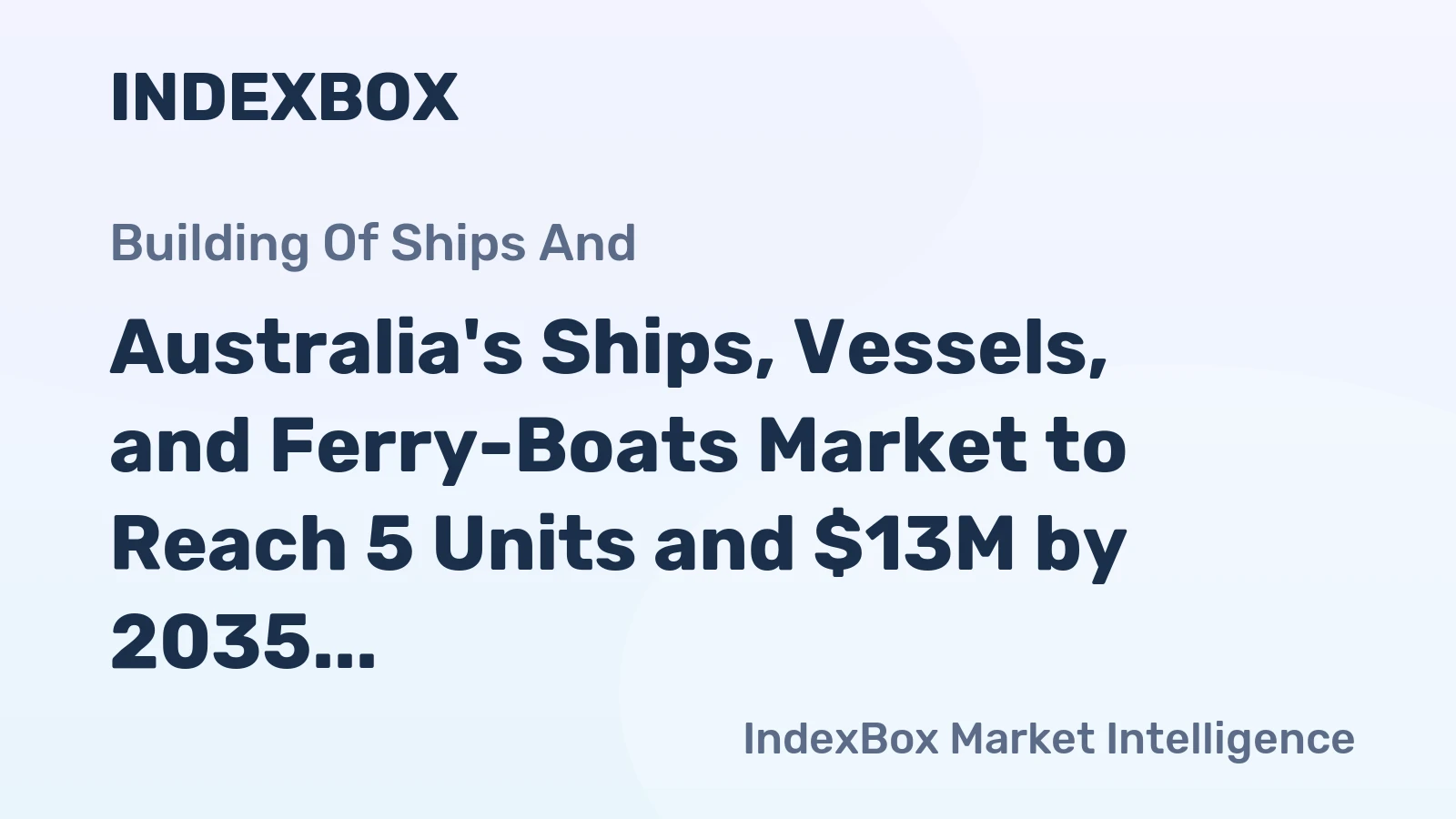 Australia's Ships, Vessels, and Ferry-Boats Market to Reach 5 Units and $13M by 2035