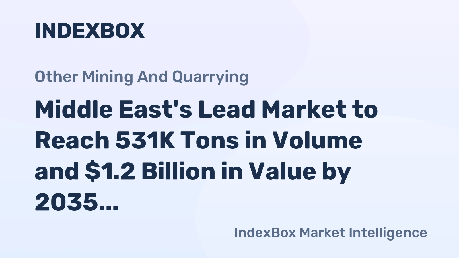 Middle East's Lead Market to Reach 531K Tons in Volume and $1.2 Billion in Value by 2035
