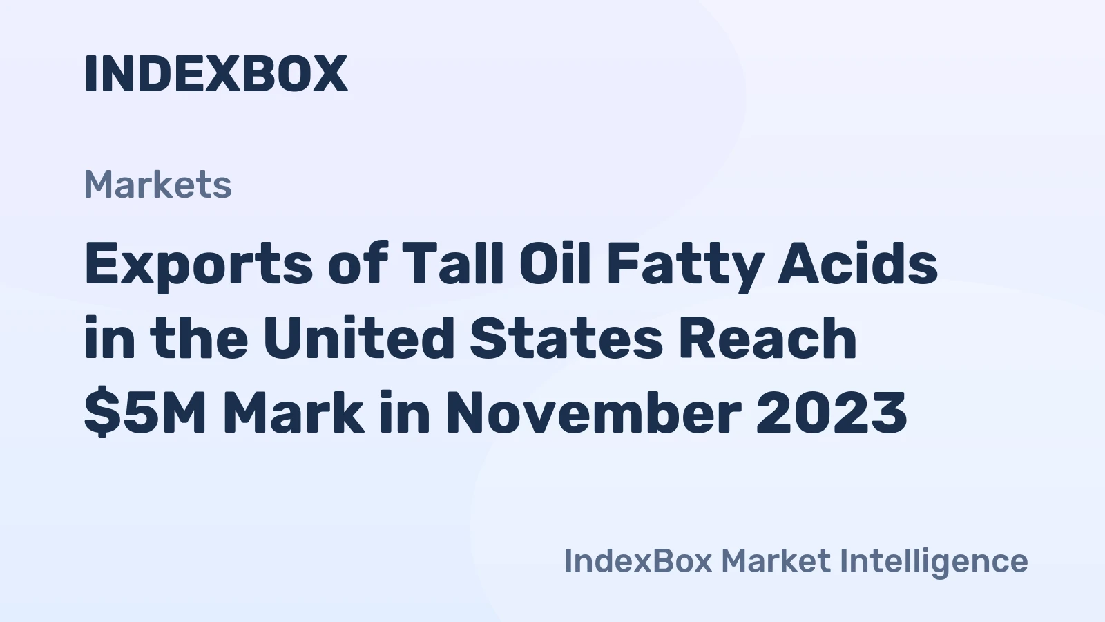 Exports of Tall Oil Fatty Acids in the United States Reach $5M Mark in November 2023