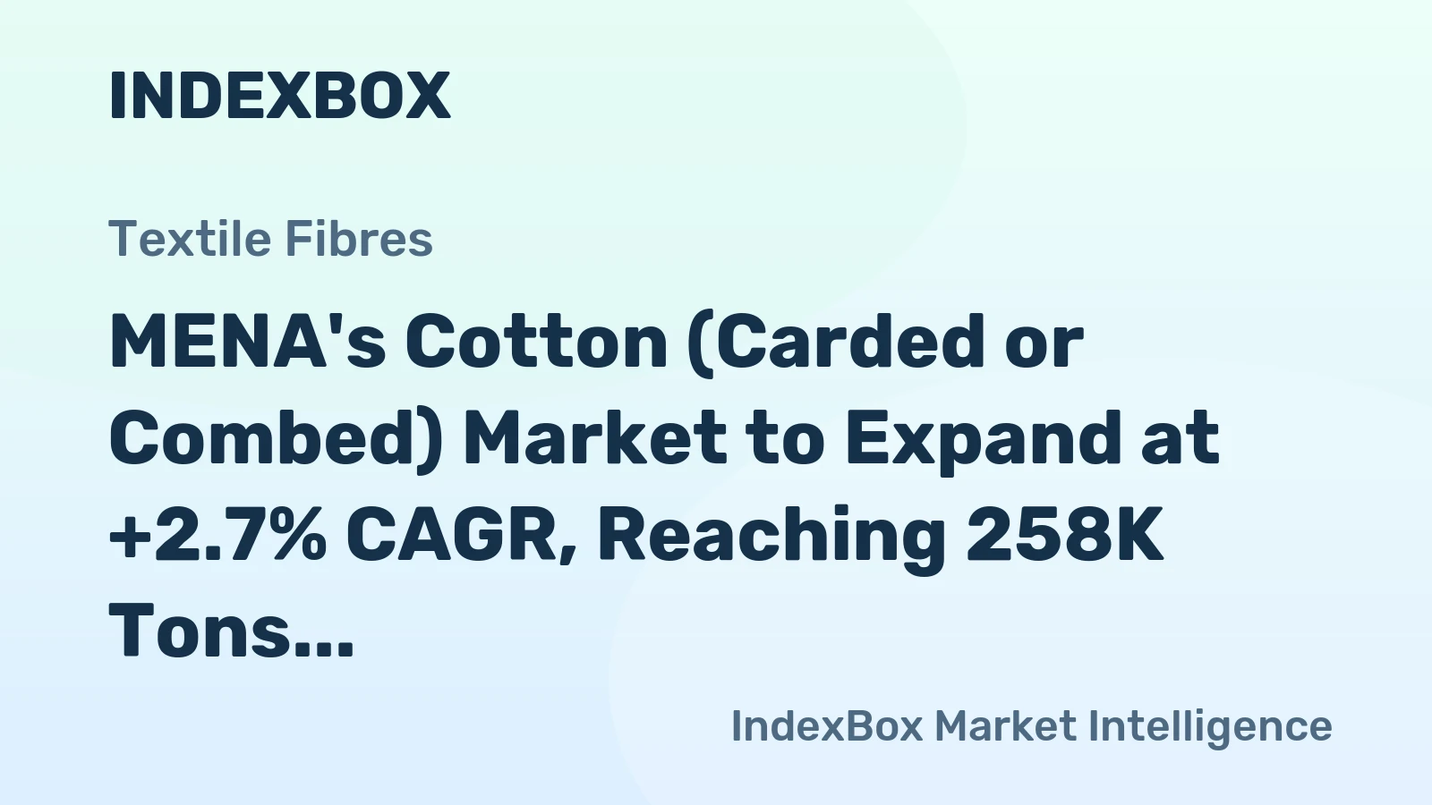 MENA's Cotton (Carded or Combed) Market to Expand at +2.7% CAGR, Reaching 258K Tons by 2035