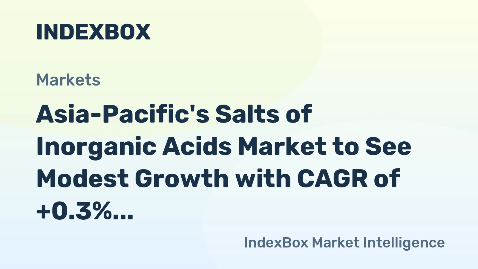 Asia-Pacific's Salts of Inorganic Acids Market to See Modest Growth with CAGR of +0.3%