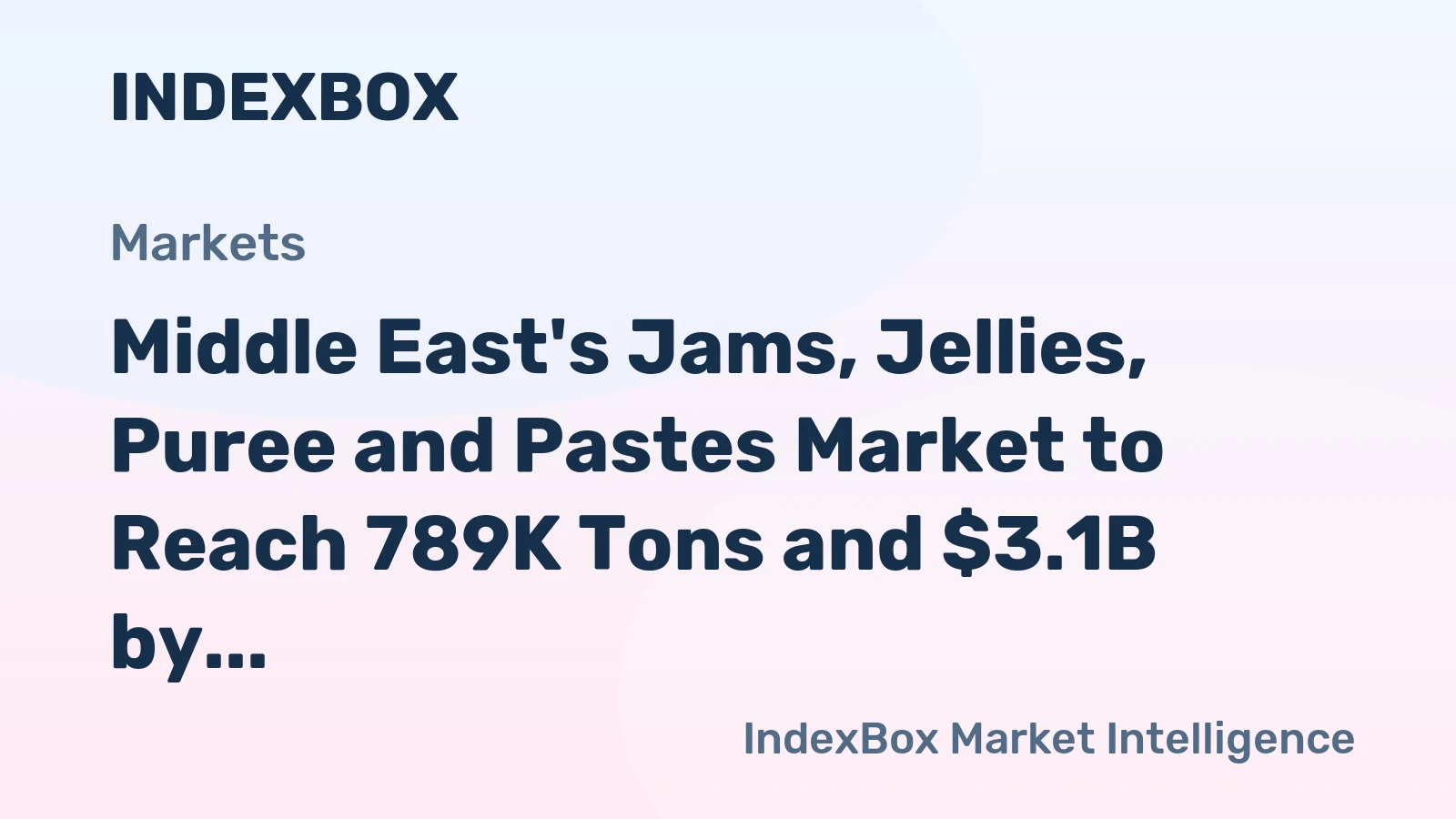 Middle East's Jams, Jellies, Puree and Pastes Market to Reach 789K Tons and $3.1B by 2035