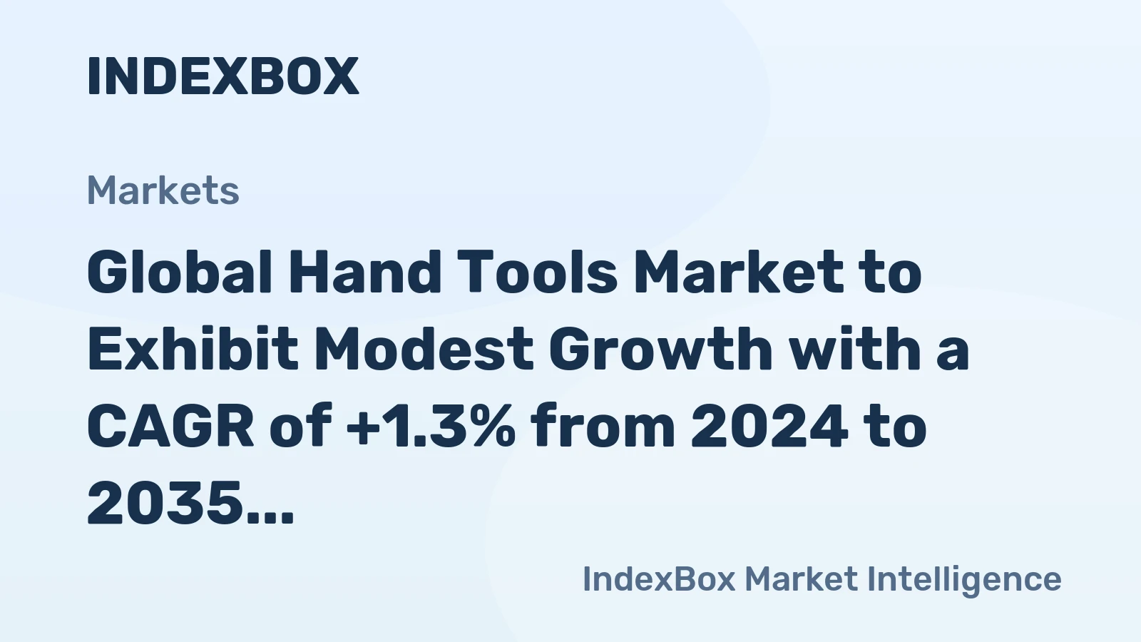 Global Hand Tools Market to Exhibit Modest Growth with a CAGR of +1.3% from 2024 to 2035