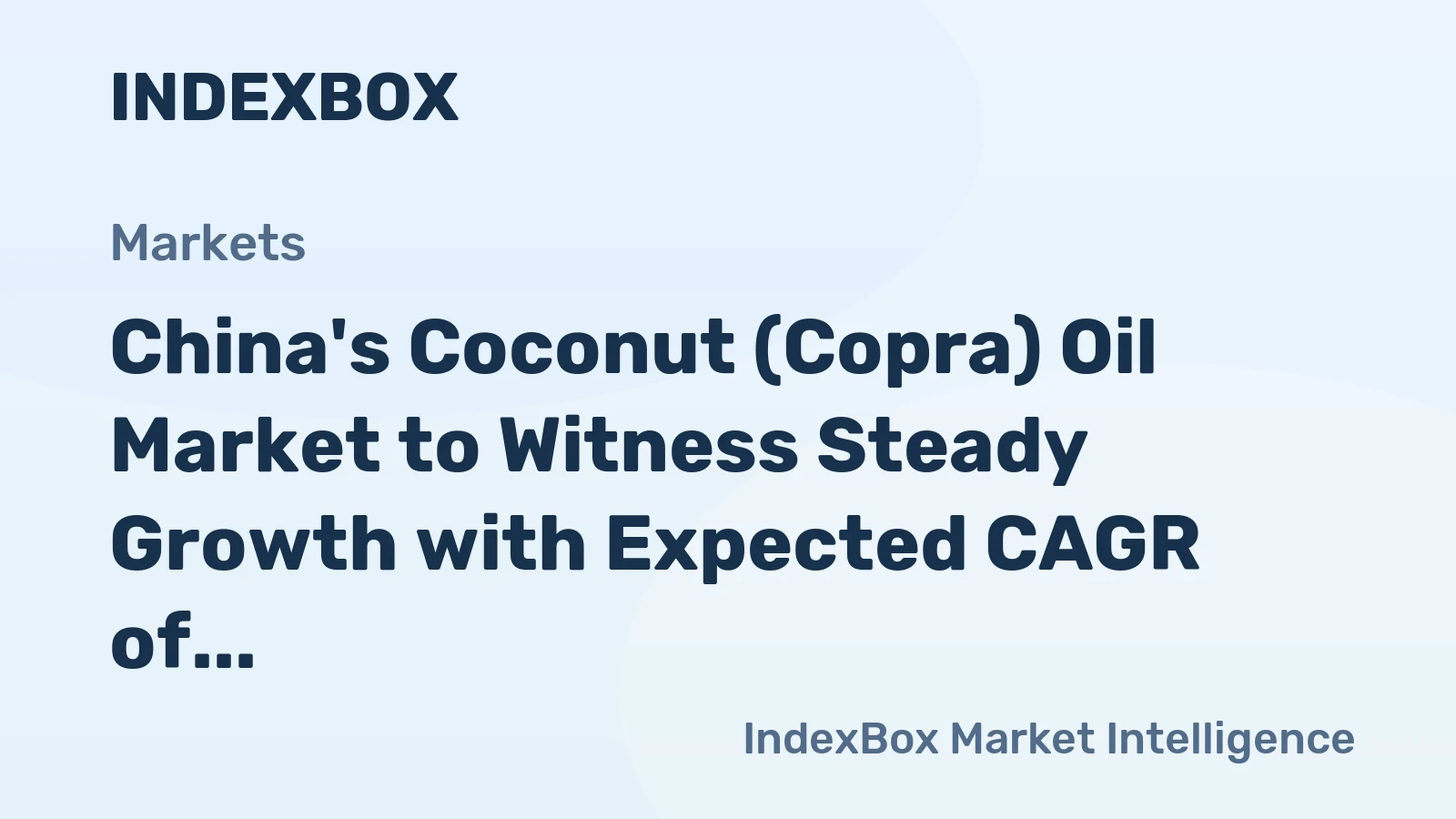 China's Coconut (Copra) Oil Market to Witness Steady Growth with Expected CAGR of +2.4% from 2024 to 2035