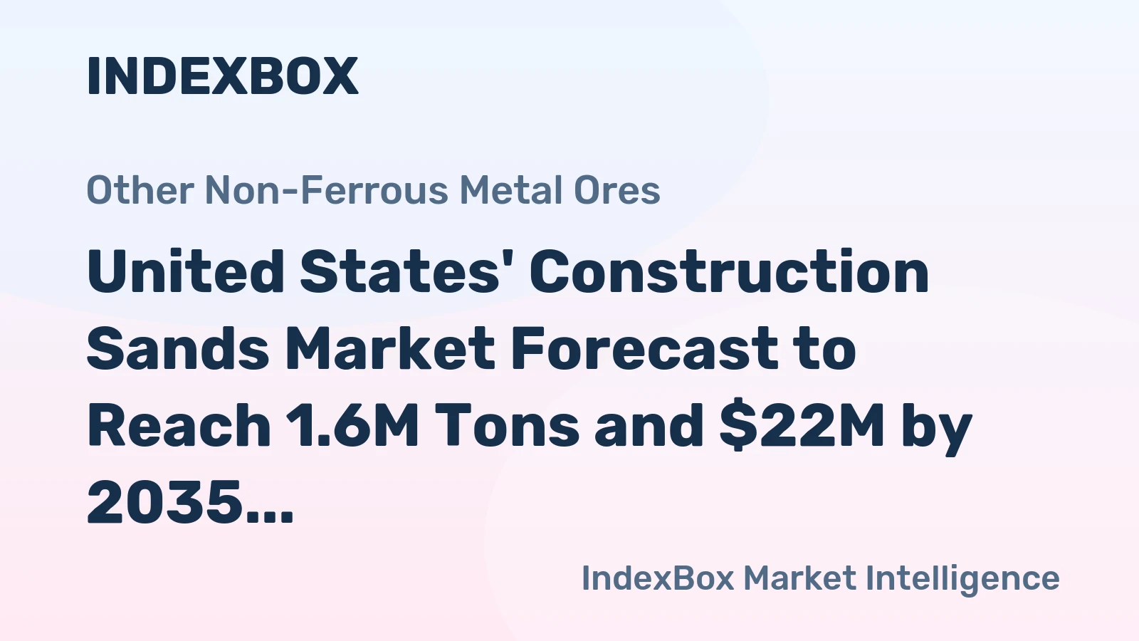 United States' Construction Sands Market Forecast to Reach 1.6M Tons and $22M by 2035