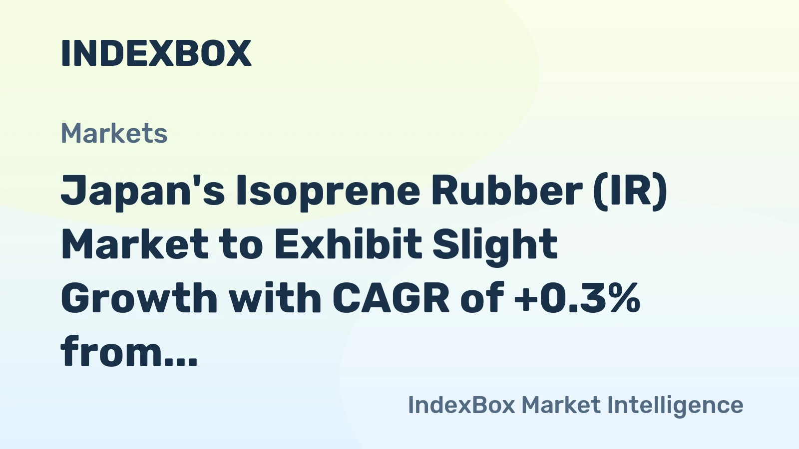 Japan's Isoprene Rubber (IR) Market to Exhibit Slight Growth with CAGR of +0.3% from 2024 to 2035