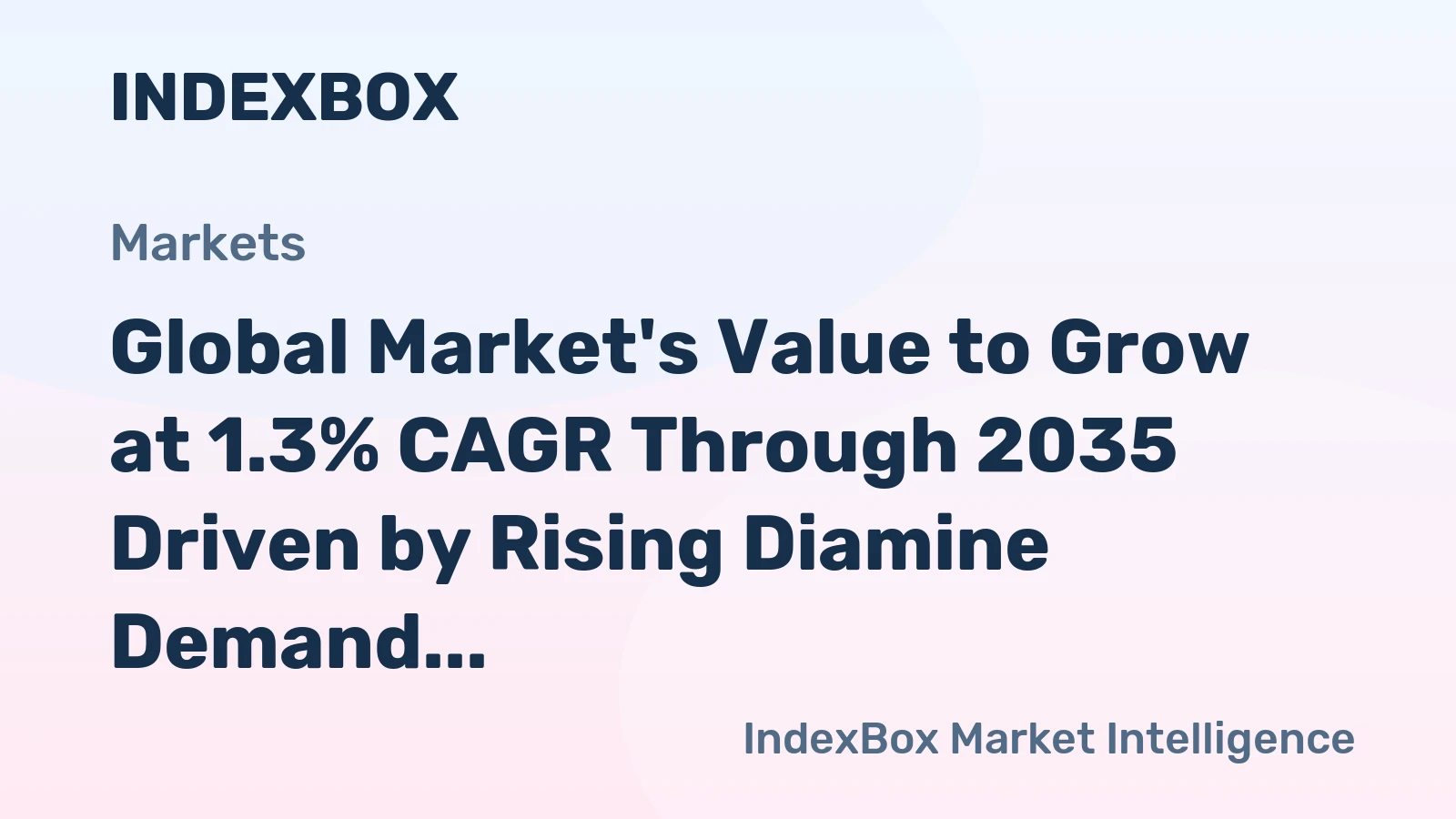 Global Market's Value to Grow at 1.3% CAGR Through 2035 Driven by Rising Diamine Demand