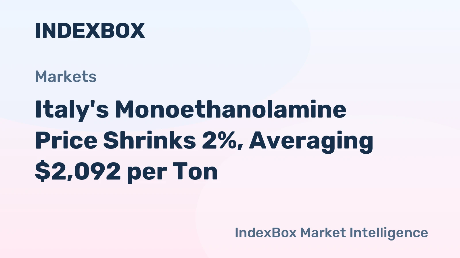 Italy's Monoethanolamine Price Shrinks 2%, Averaging $2,092 per Ton