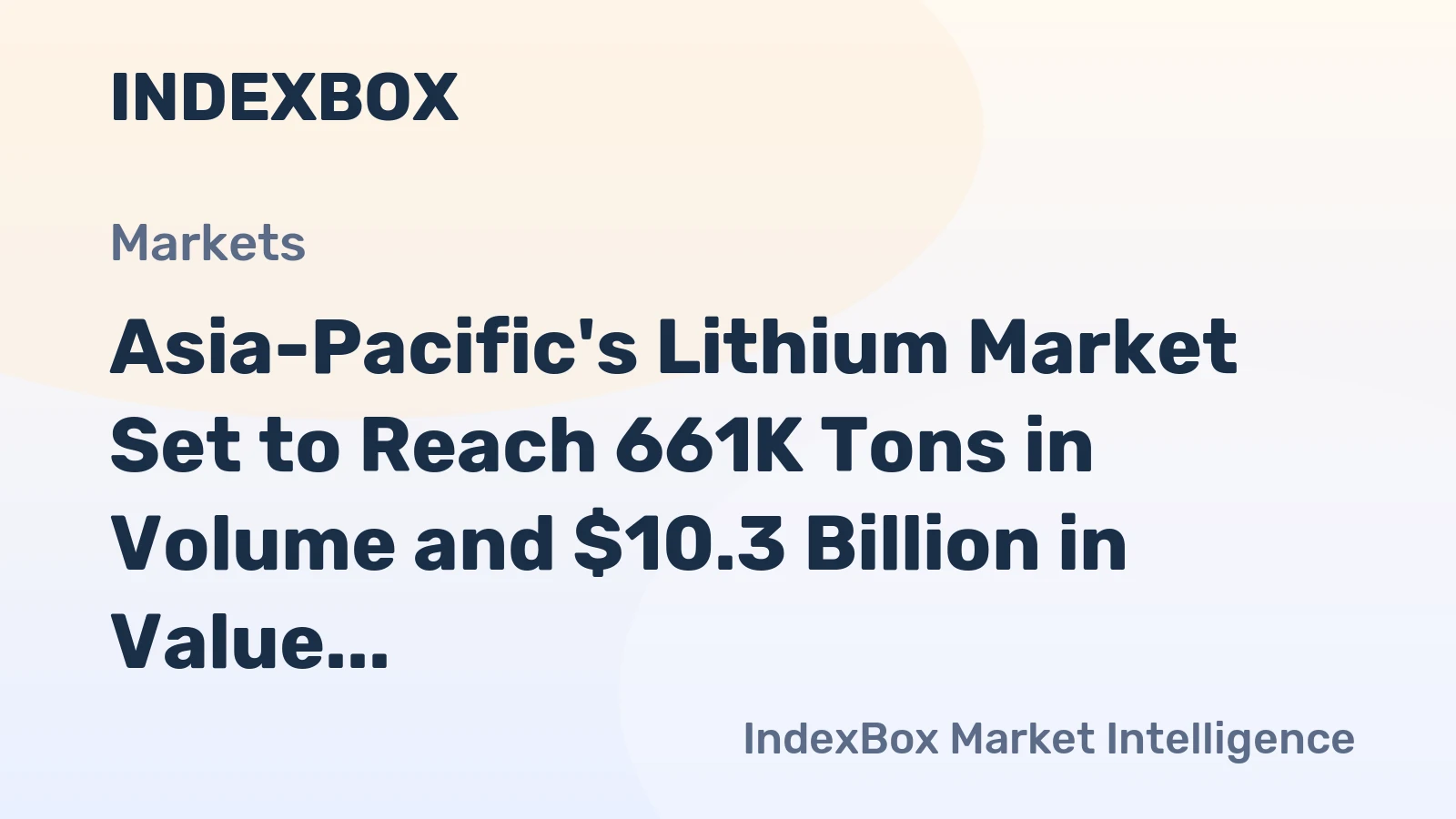 Asia-Pacific's Lithium Market Set to Reach 661K Tons in Volume and $10.3 Billion in Value by 2035