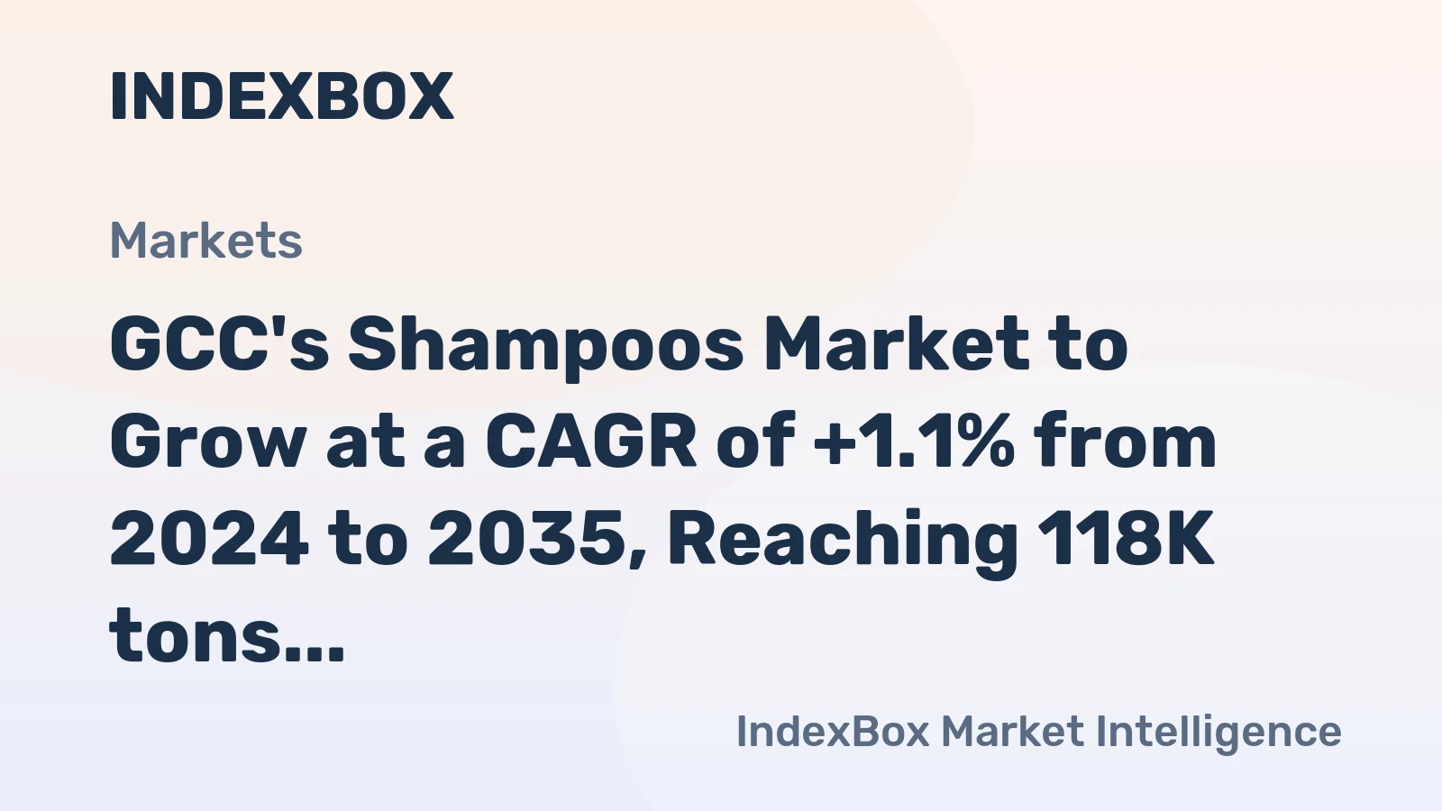 GCC's Shampoos Market to Grow at a CAGR of +1.1% from 2024 to 2035, Reaching 118K tons