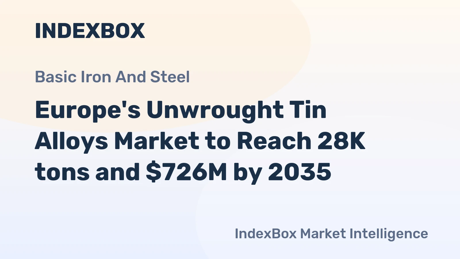 Europe's Unwrought Tin Alloys Market to Reach 28K tons and $726M by 2035