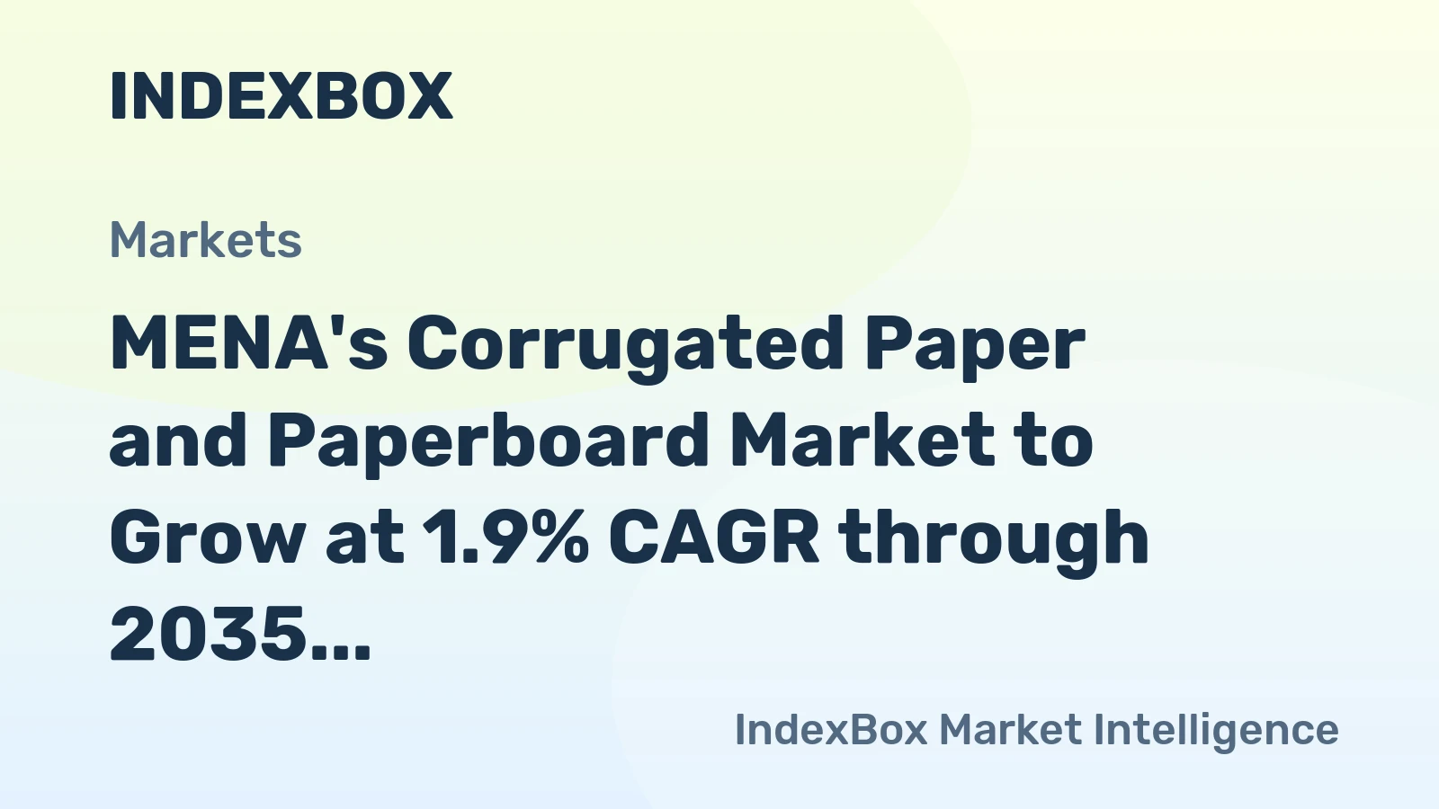 MENA's Corrugated Paper and Paperboard Market to Grow at 1.9% CAGR through 2035, Reaching 5.5M Tons in Volume