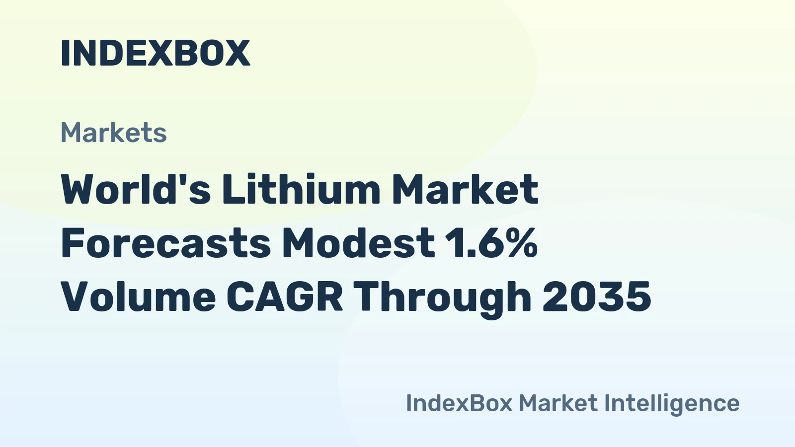 World's Lithium Market Forecasts Modest 1.6% Volume CAGR Through 2035