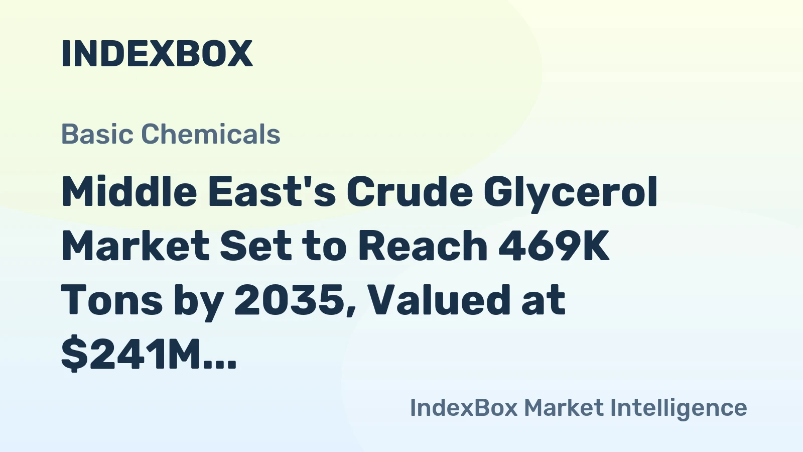 Middle East's Crude Glycerol Market Set to Reach 469K Tons by 2035, Valued at $241M