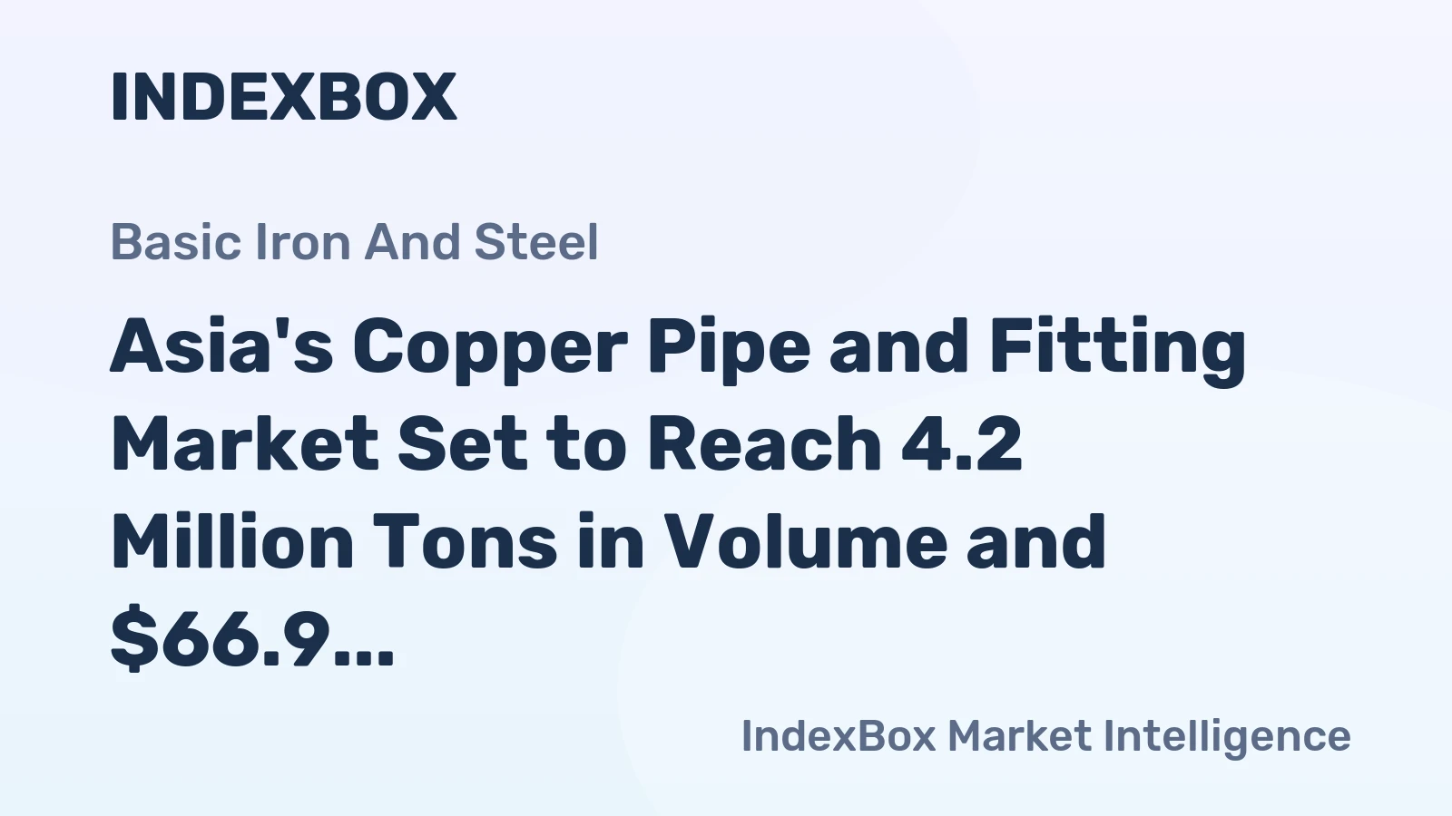 Asia's Copper Pipe and Fitting Market Set to Reach 4.2 Million Tons in Volume and $66.9 Billion in Value