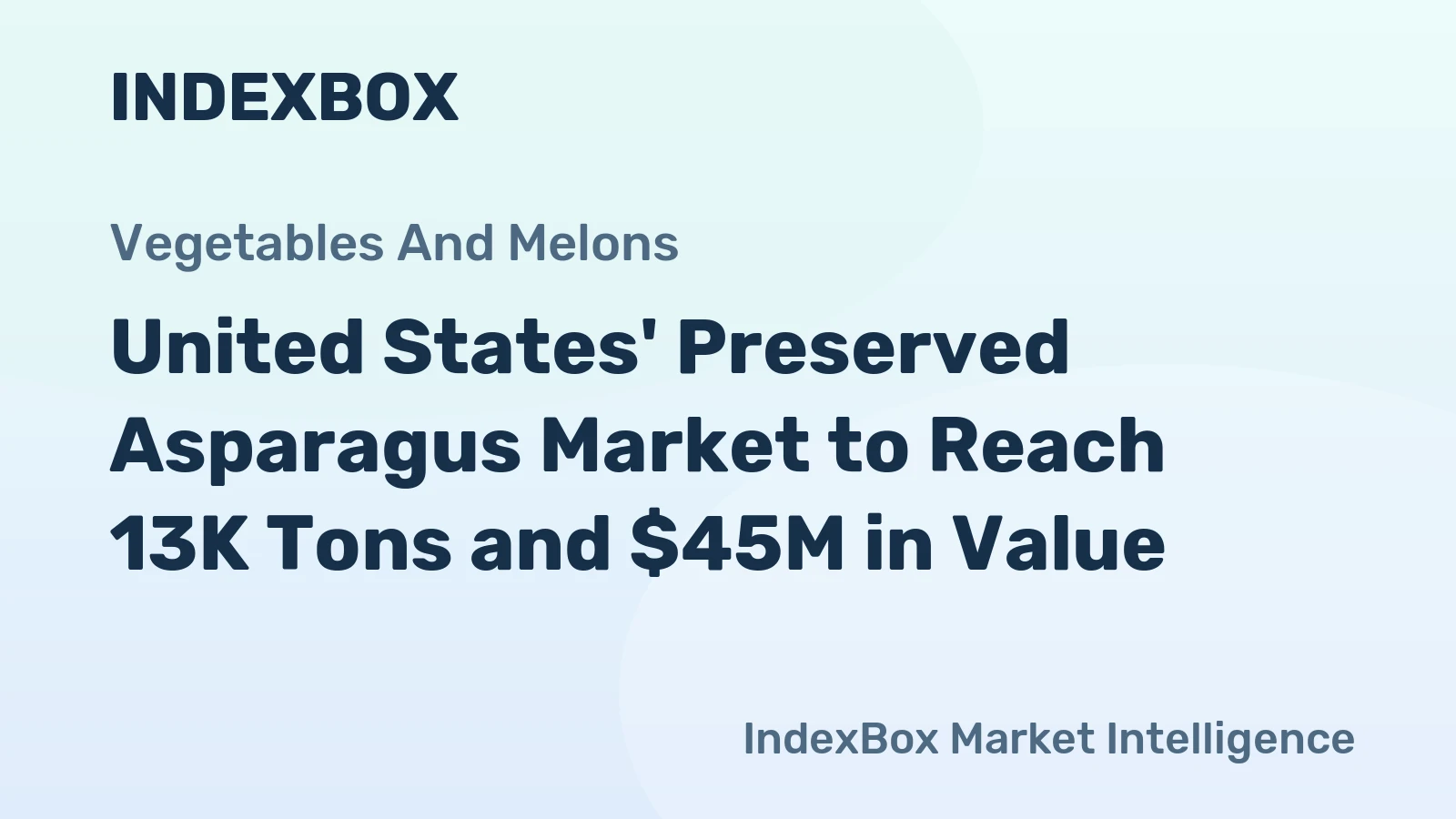United States' Preserved Asparagus Market to Reach 13K Tons and $45M in Value