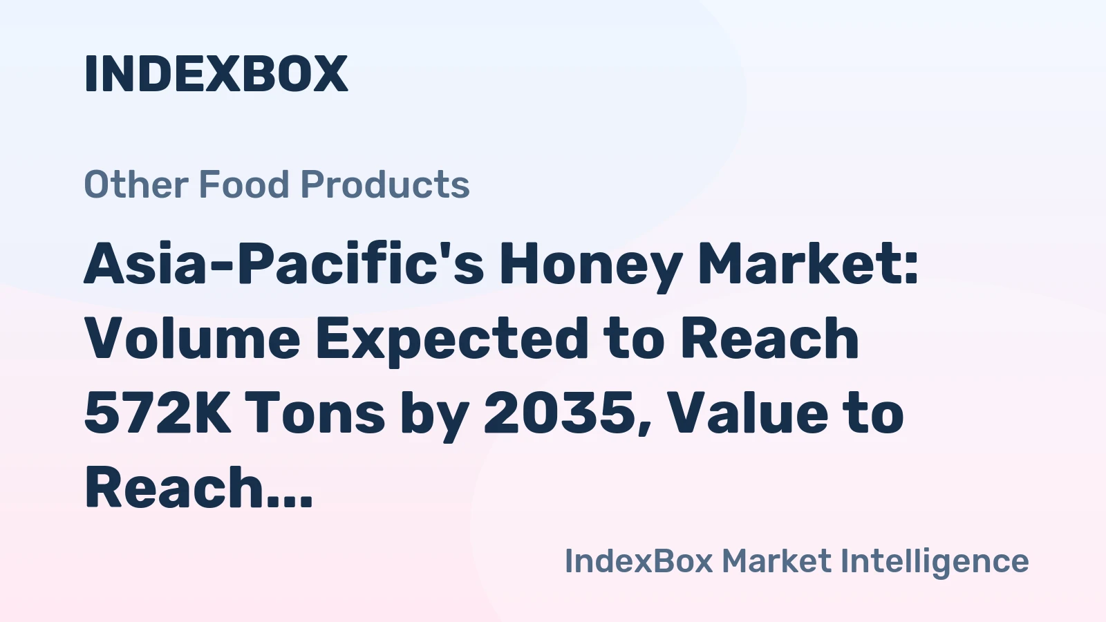 Asia-Pacific's Honey Market: Volume Expected to Reach 572K Tons by 2035, Value to Reach $1.8B