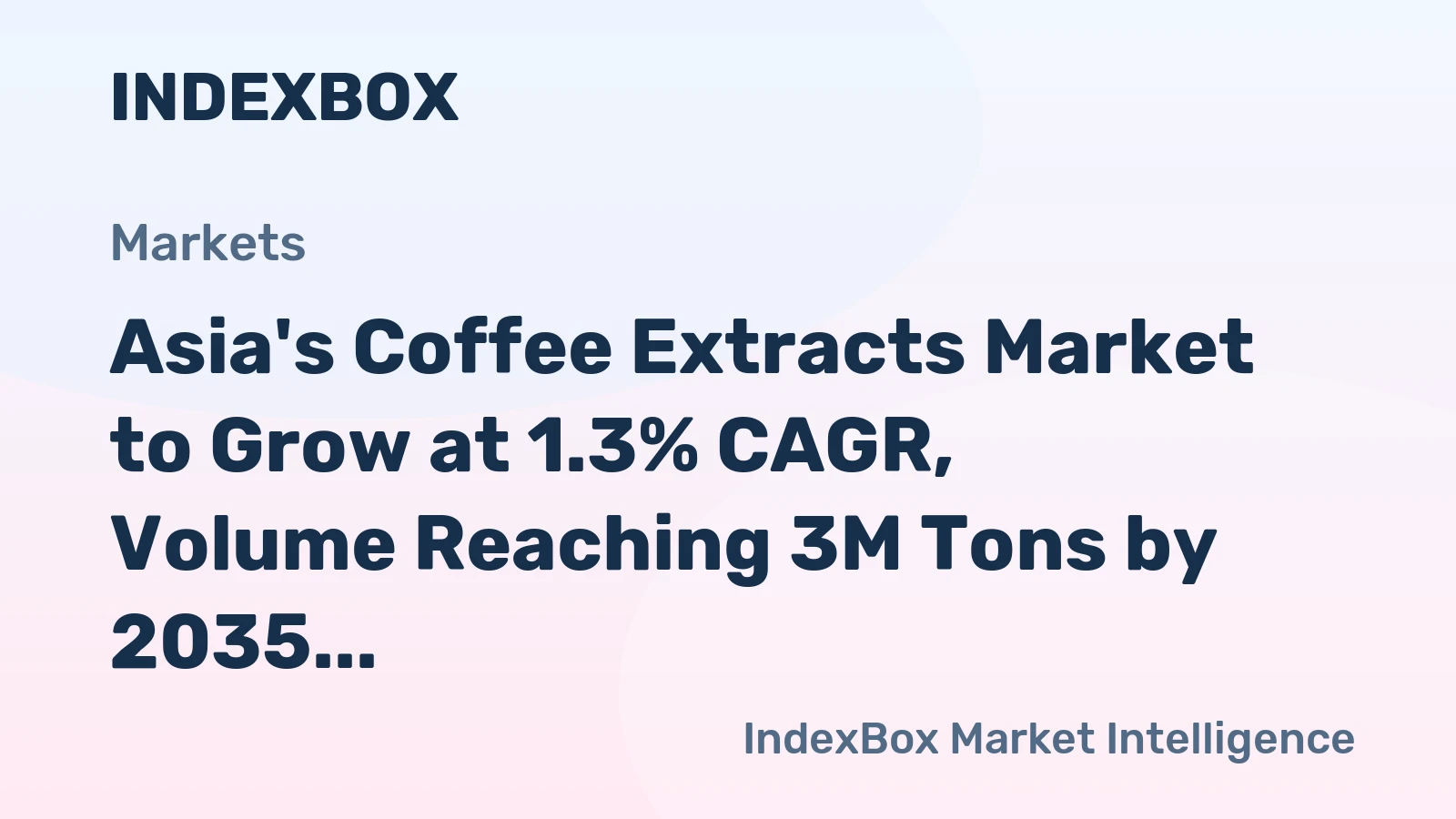 Asia's Coffee Extracts Market to Grow at 1.3% CAGR, Volume Reaching 3M Tons by 2035