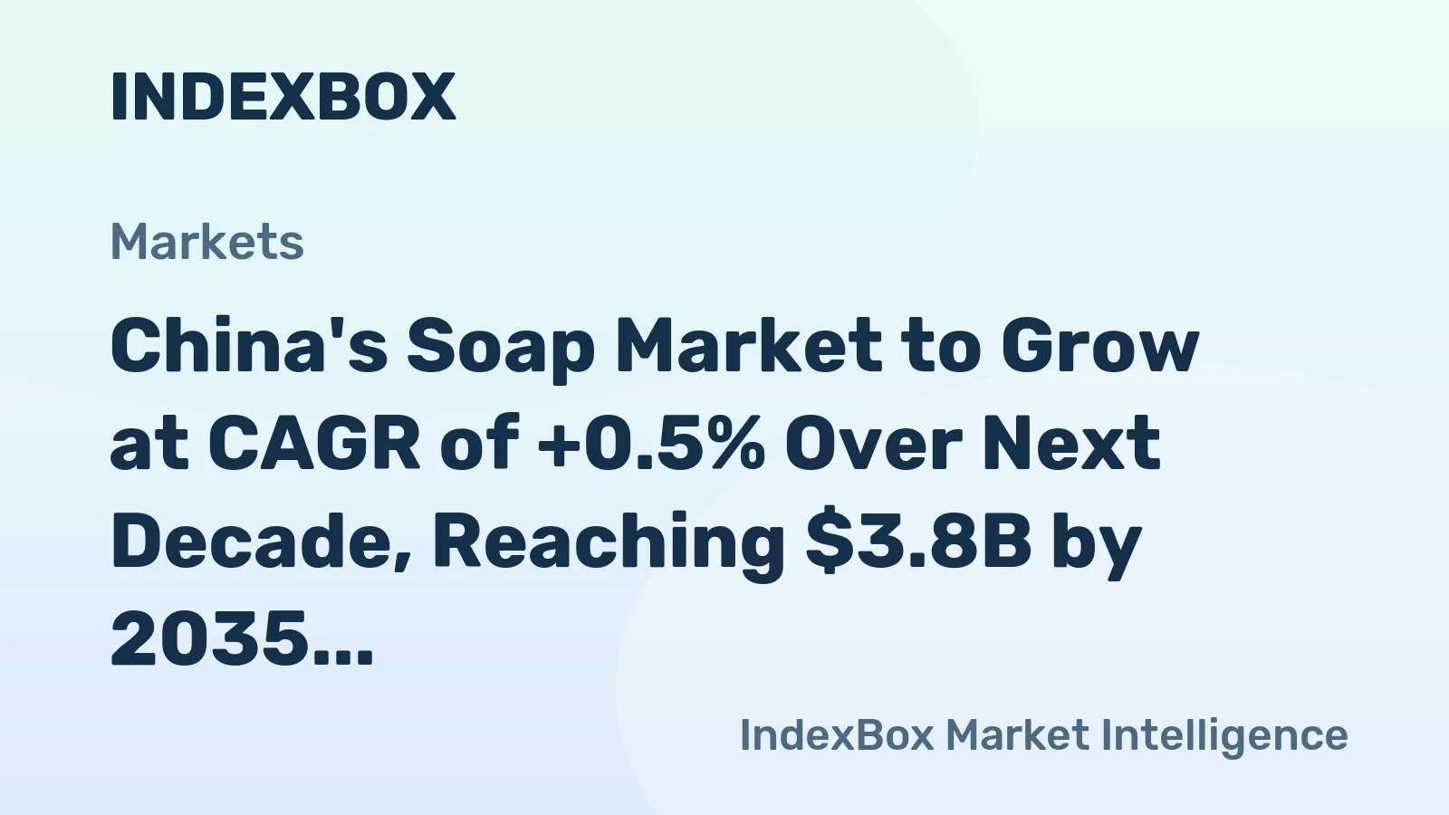 China's Soap Market to Grow at CAGR of +0.5% Over Next Decade, Reaching $3.8B by 2035