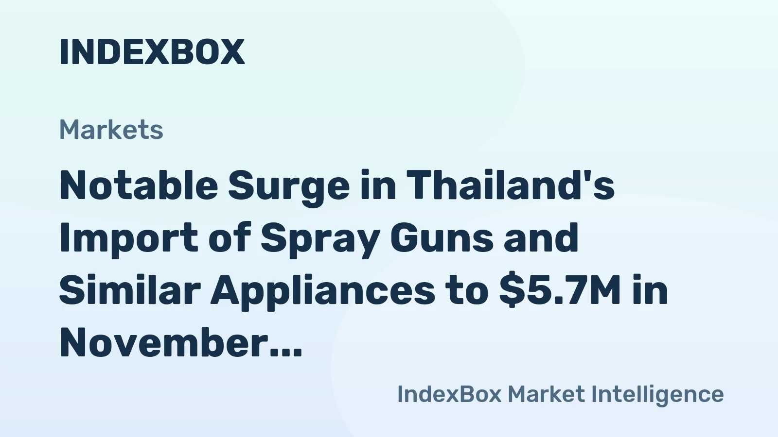 Notable Surge in Thailand's Import of Spray Guns and Similar Appliances to $5.7M in November 2023