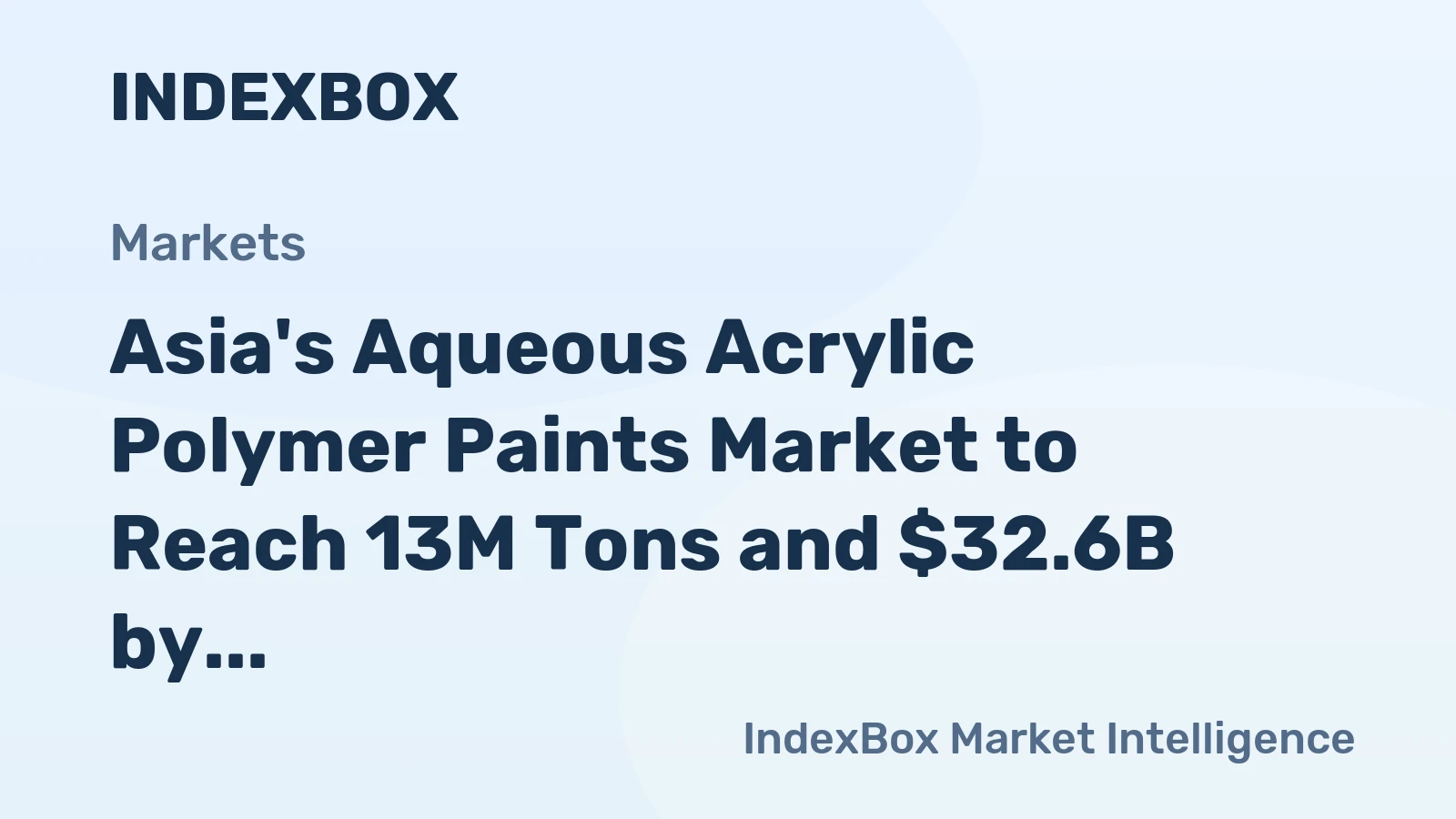 Asia's Aqueous Acrylic Polymer Paints Market to Reach 13M Tons and $32.6B by 2035