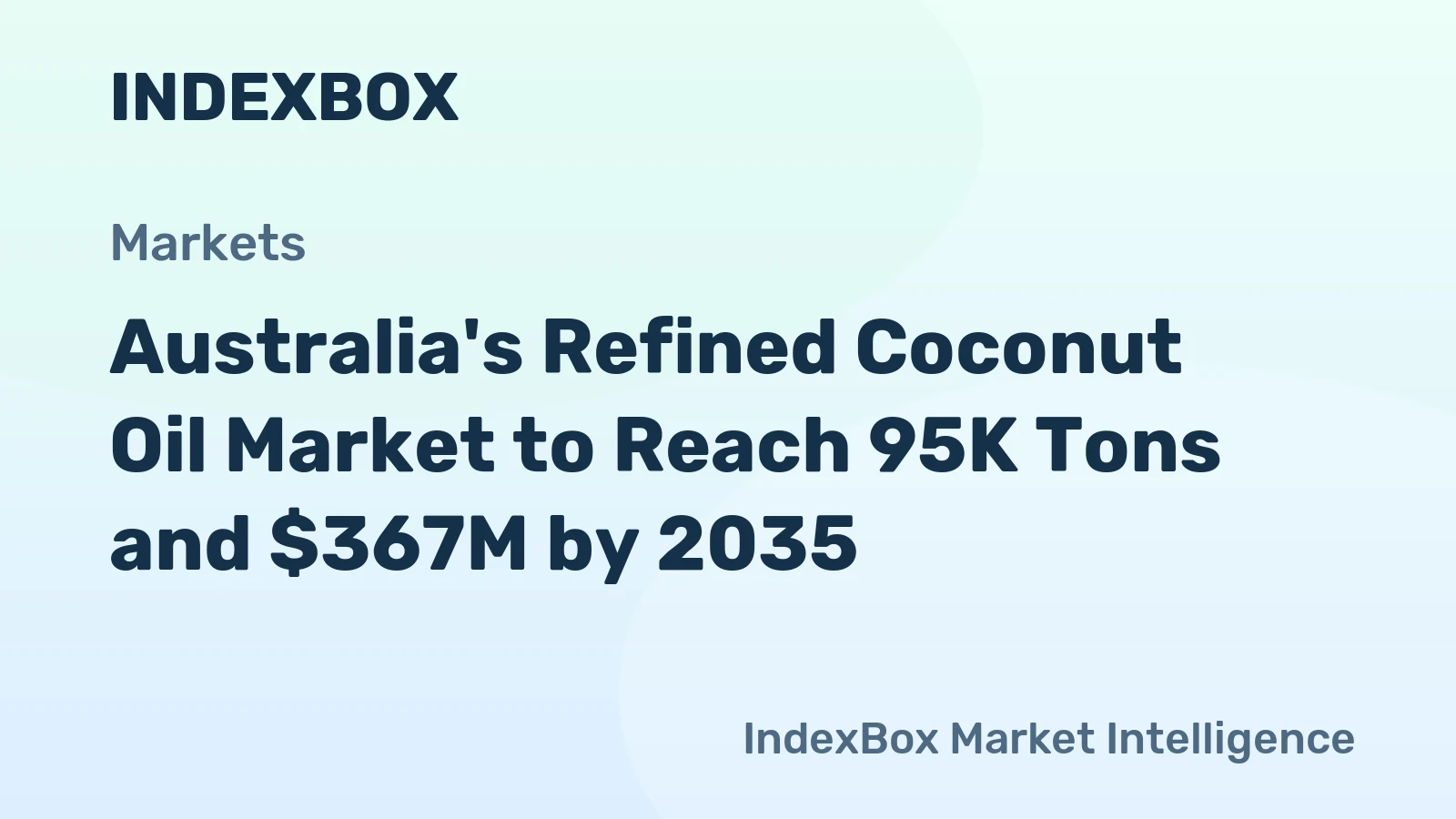 Australia's Refined Coconut Oil Market to Reach 95K Tons and $367M by 2035