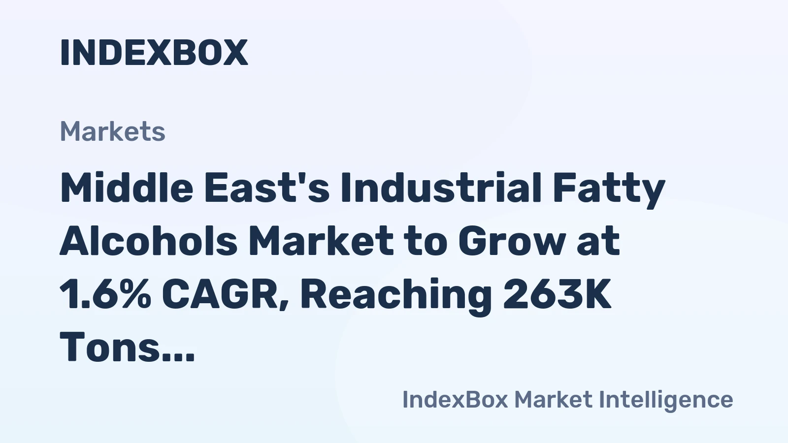 Middle East's Industrial Fatty Alcohols Market to Grow at 1.6% CAGR, Reaching 263K Tons by 2035