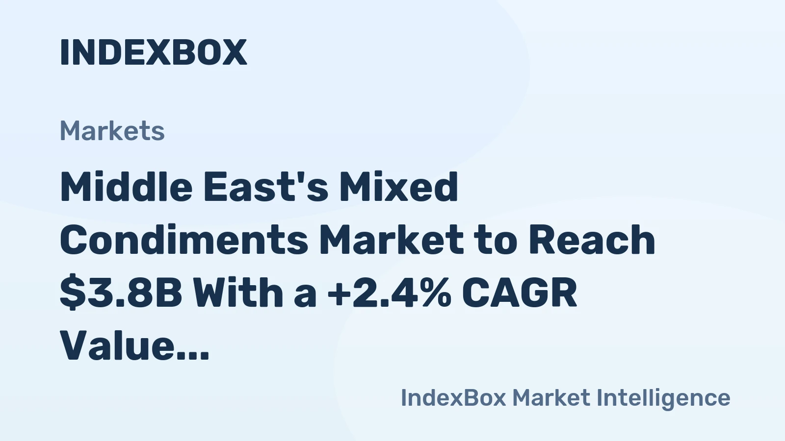 Middle East's Mixed Condiments Market to Reach $3.8B With a +2.4% CAGR Value Growth Through 2035