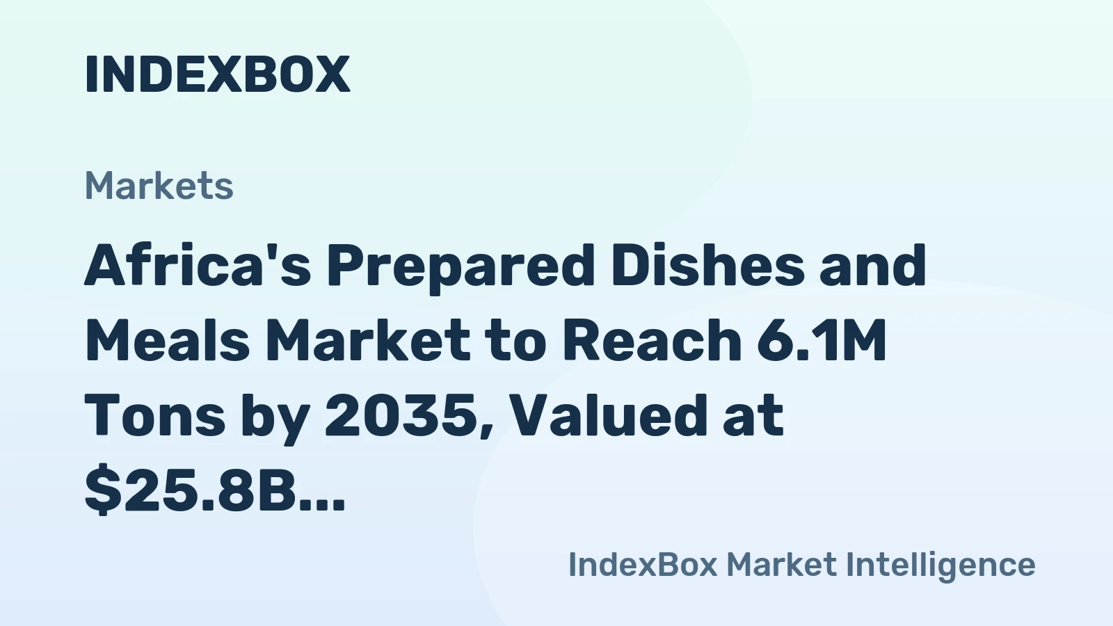 Africa's Prepared Dishes and Meals Market to Reach 6.1M Tons by 2035, Valued at $25.8B