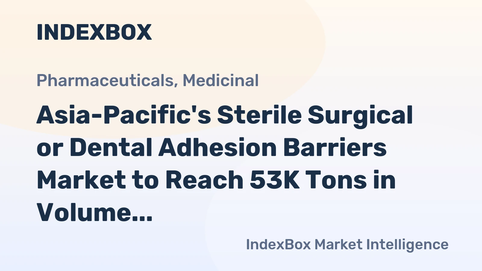 Asia-Pacific's Sterile Surgical or Dental Adhesion Barriers Market to Reach 53K Tons in Volume and $6.1B in Value by 2035