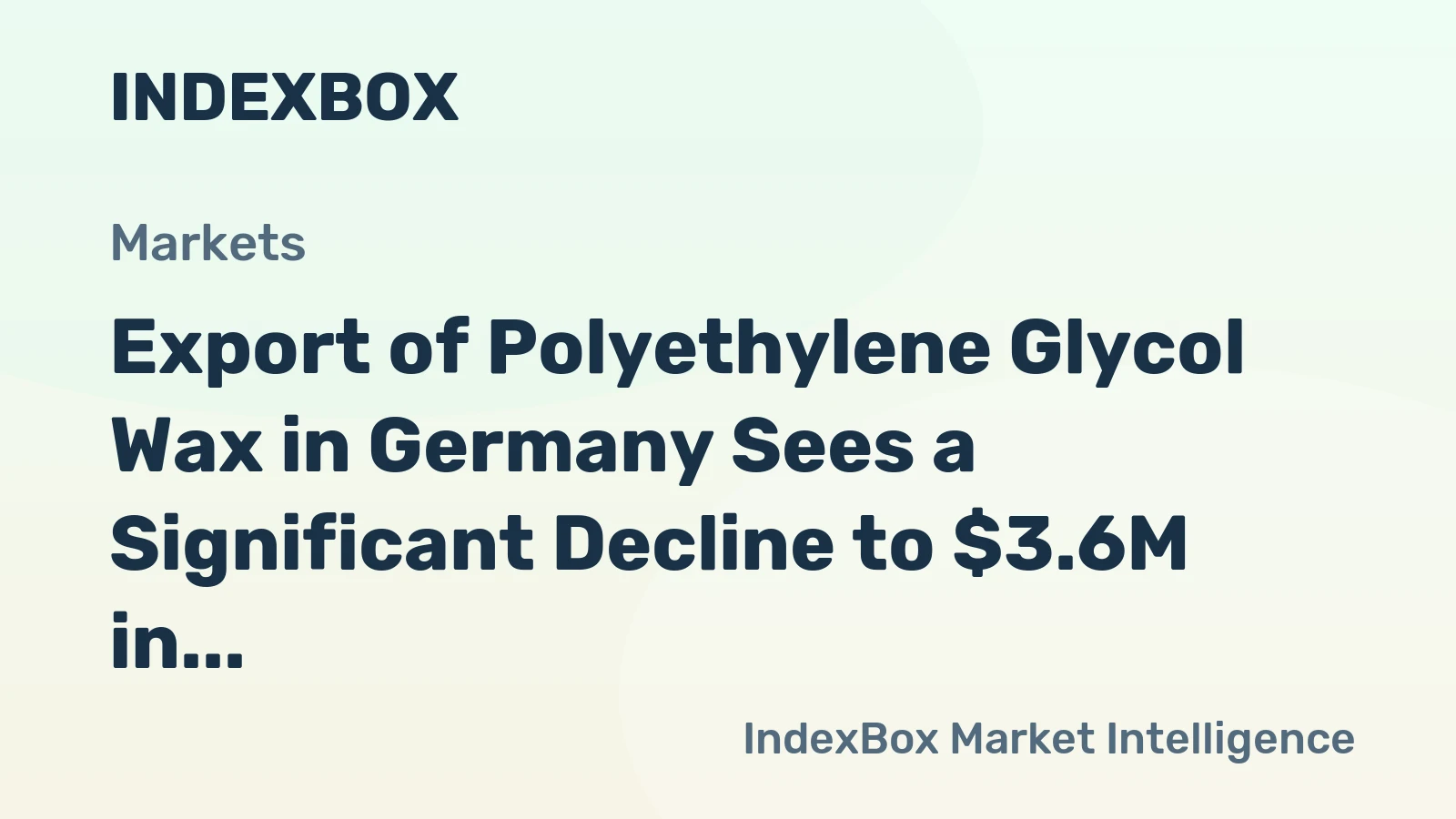 Export of Polyethylene Glycol Wax in Germany Sees a Significant Decline to $3.6M in October 2023