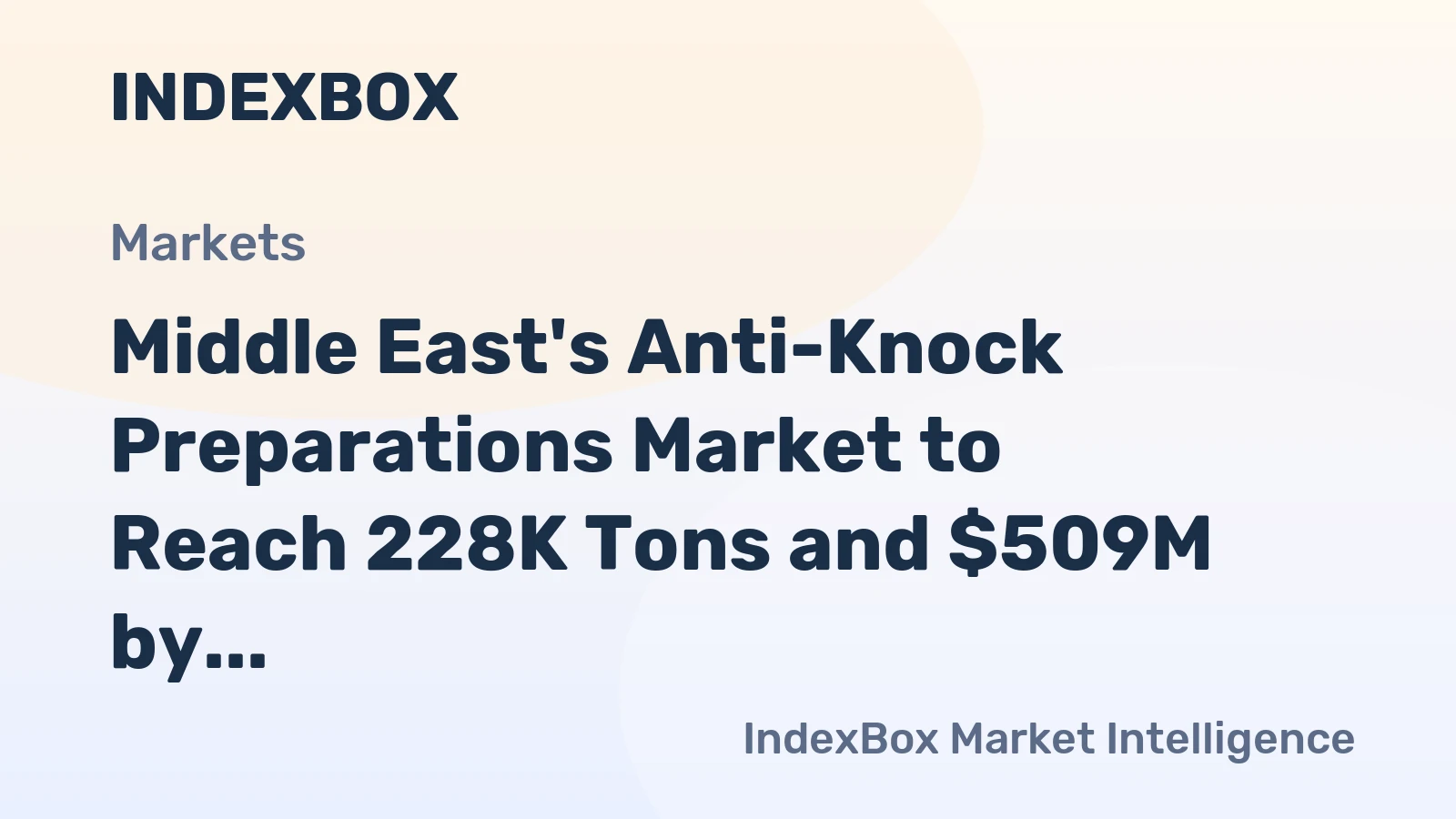 Middle East's Anti-Knock Preparations Market to Reach 228K Tons and $509M by 2035
