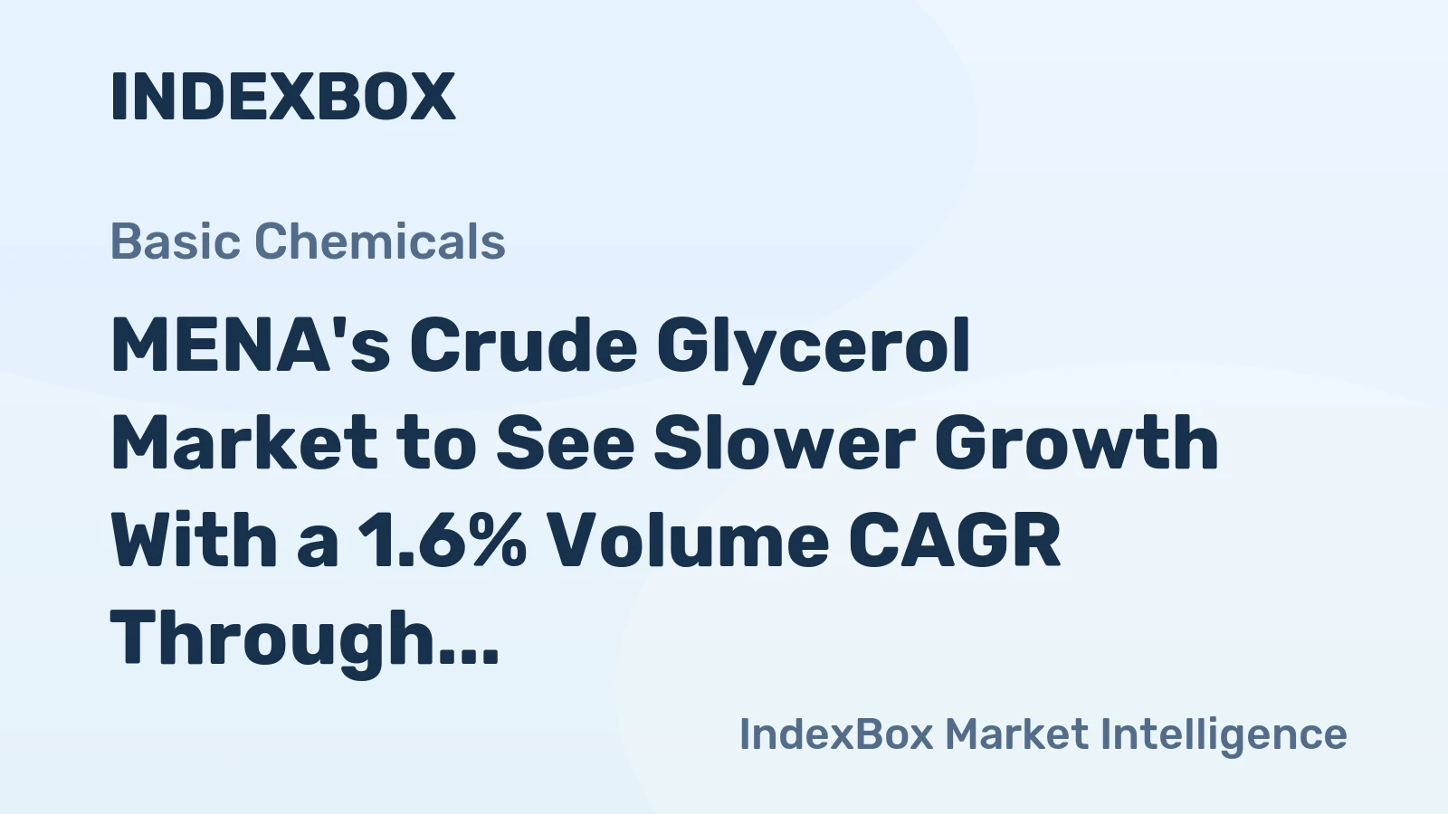MENA's Crude Glycerol Market to See Slower Growth With a 1.6% Volume CAGR Through 2035