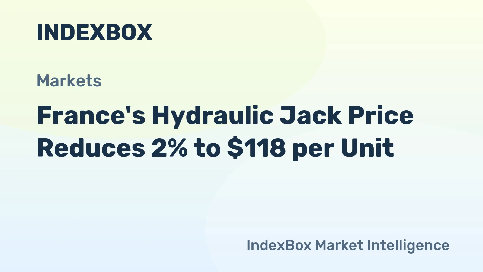 France's Hydraulic Jack Price Reduces 2% to $118 per Unit