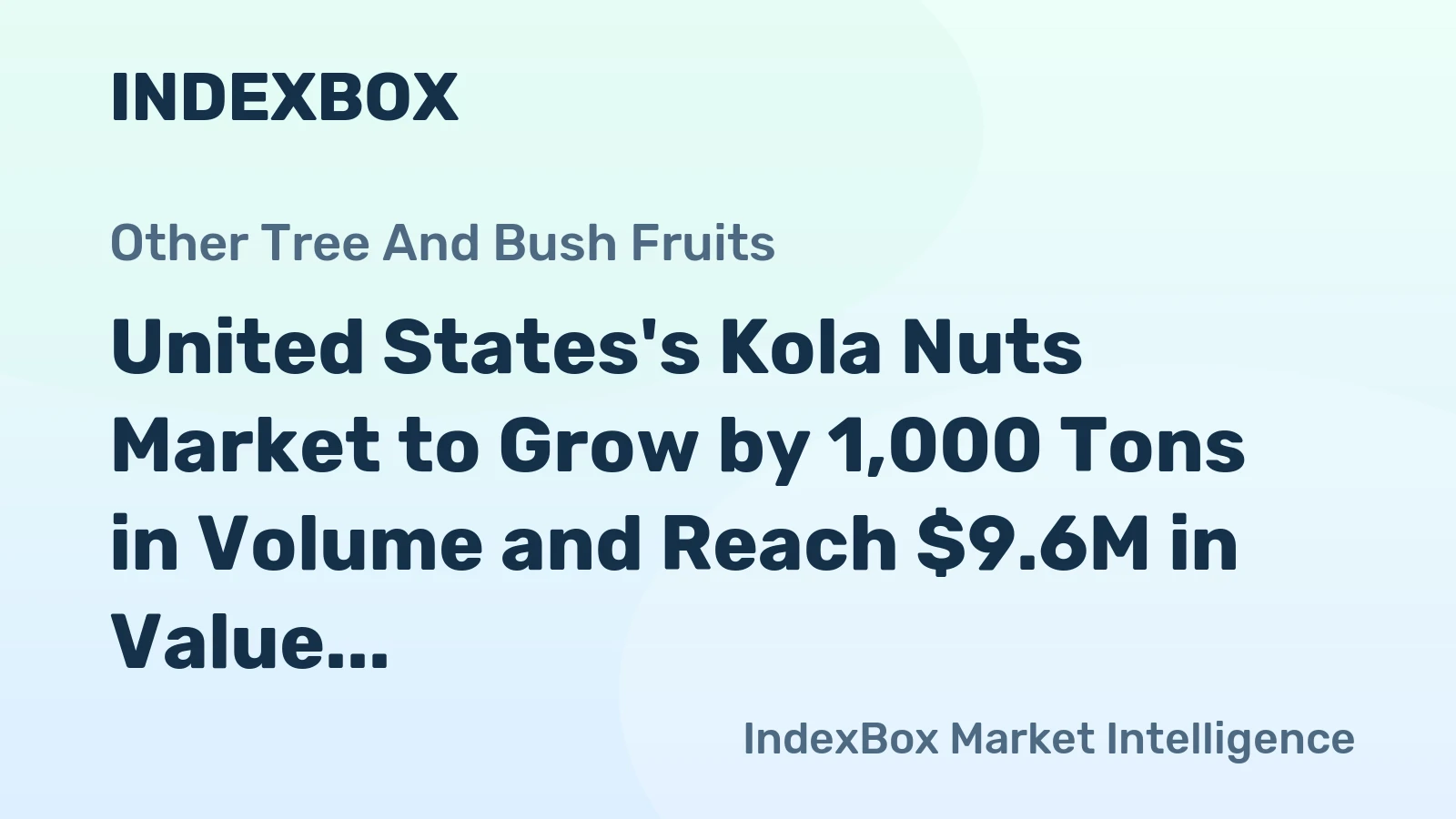 United States's Kola Nuts Market to Grow by 1,000 Tons in Volume and Reach $9.6M in Value by 2035