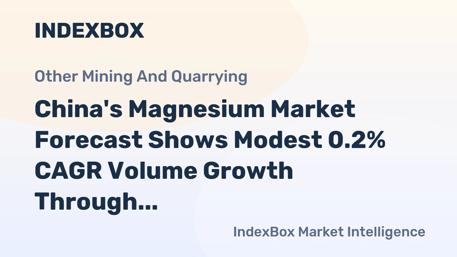 China's Magnesium Market Forecast Shows Modest 0.2% CAGR Volume Growth Through 2035