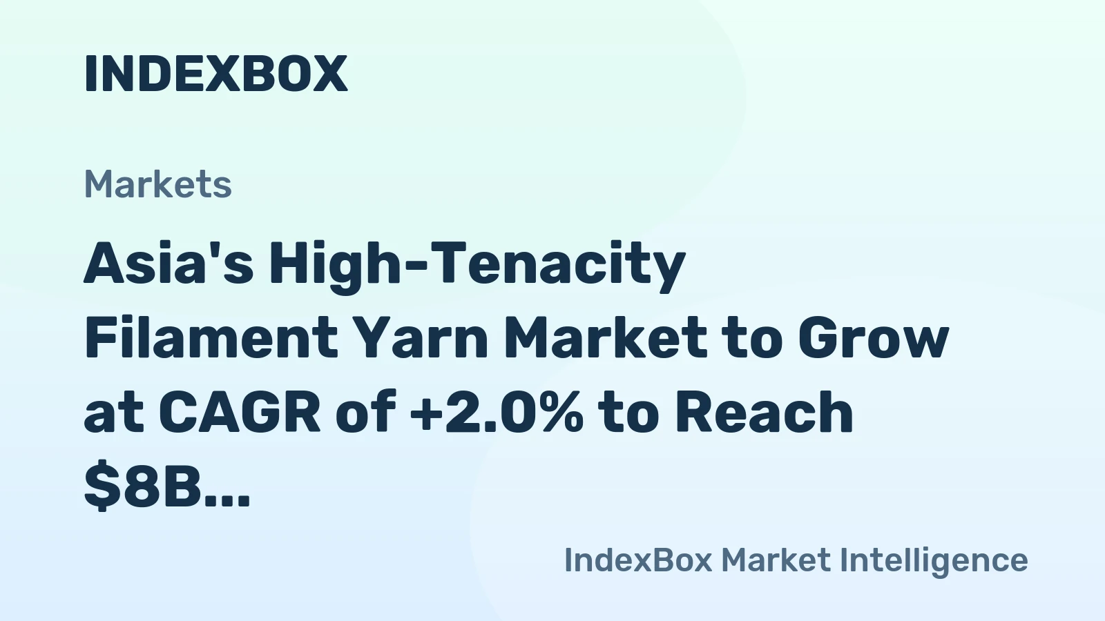 Asia's High-Tenacity Filament Yarn Market to Grow at CAGR of +2.0% to Reach $8B by 2035