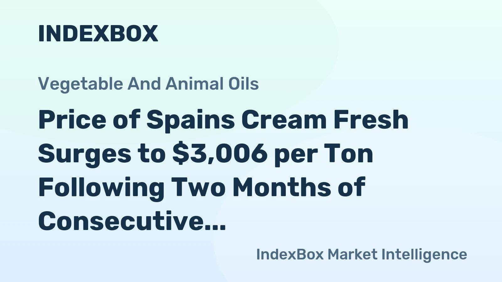 Price of Spains Cream Fresh Surges to $3,006 per Ton Following Two Months of Consecutive Growth