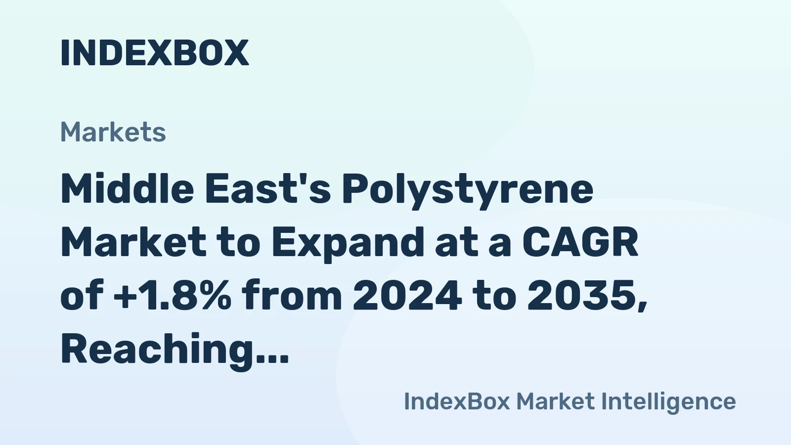 Middle East's Polystyrene Market to Expand at a CAGR of +1.8% from 2024 to 2035, Reaching $1.8B