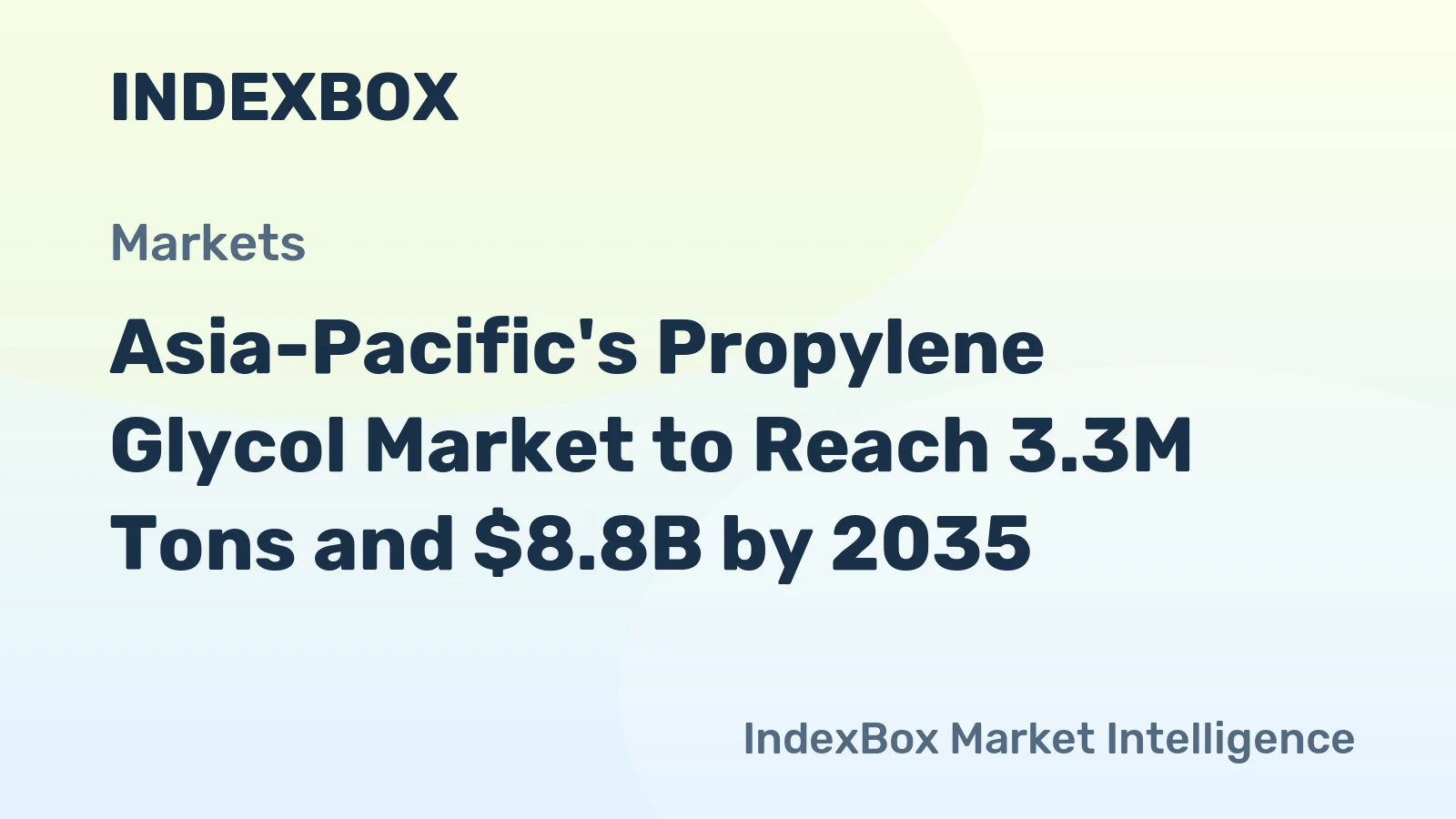 Asia-Pacific's Propylene Glycol Market to Reach 3.3M Tons and $8.8B by 2035