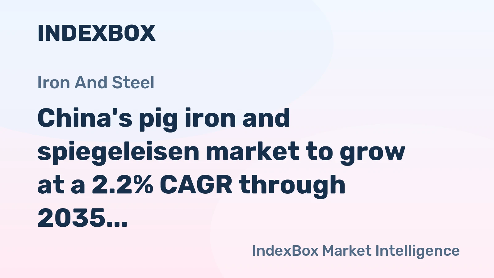 China's pig iron and spiegeleisen market to grow at a 2.2% CAGR through 2035, driven by increasing demand, to reach $430M.
