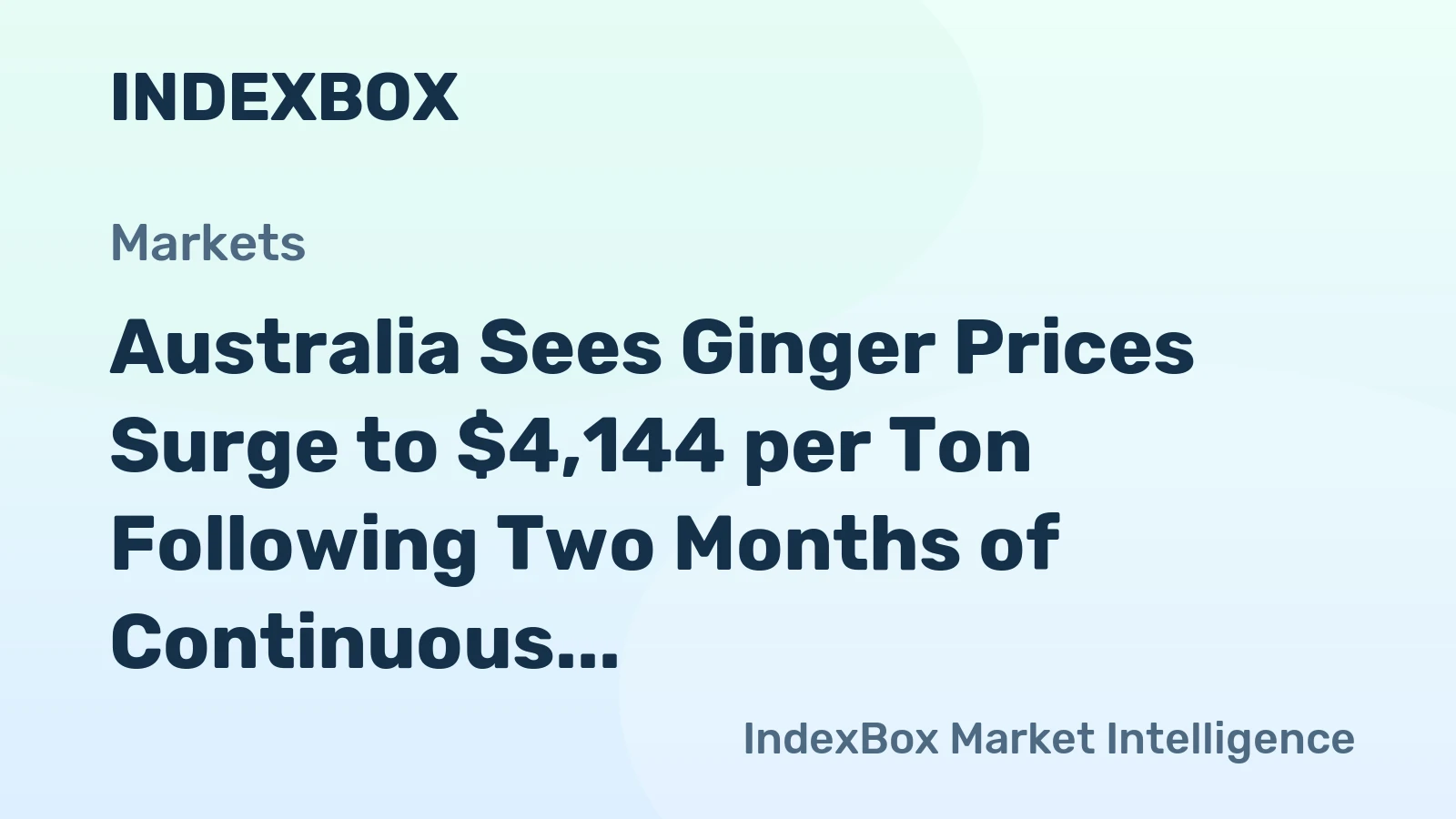 Australia Sees Ginger Prices Surge to $4,144 per Ton Following Two Months of Continuous Growth.