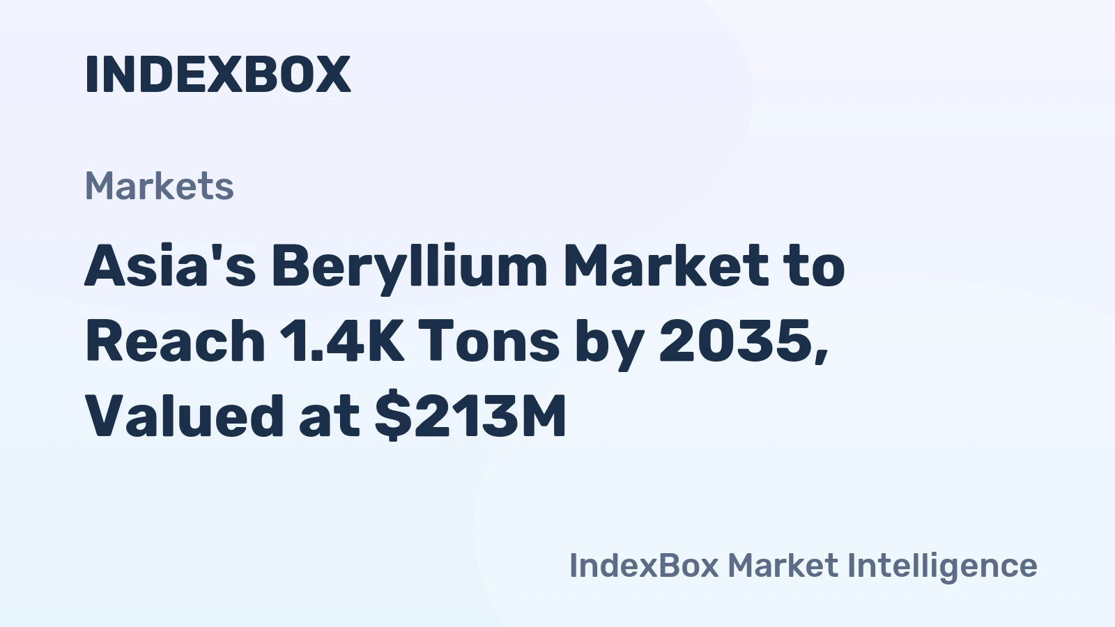 Asia's Beryllium Market to Reach 1.4K Tons by 2035, Valued at $213M
